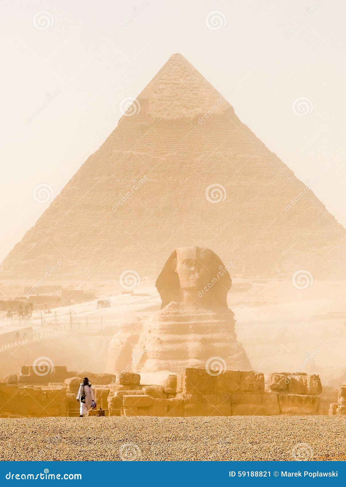 The Giza Pyramid Complex, View On The Great Sphinx, Egypt Royalty-Free ...