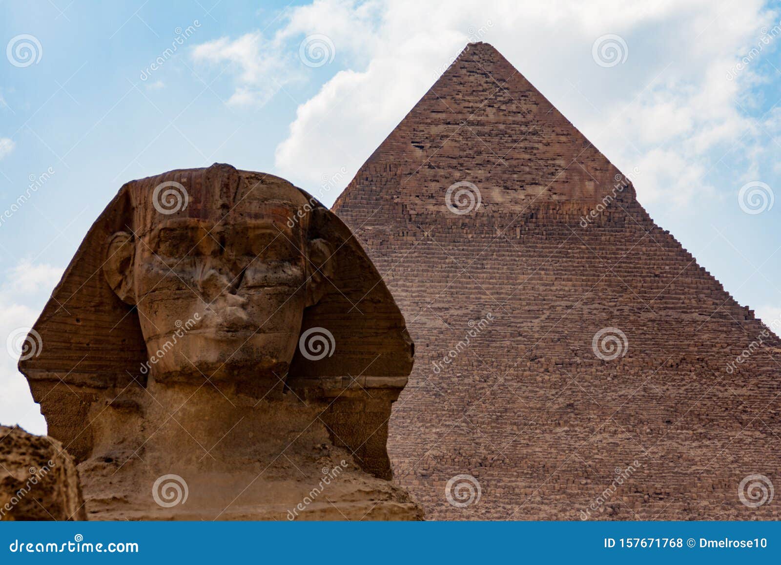 Sphinx and Pyramids of Giza Stock Photo - Image of horizontal ...
