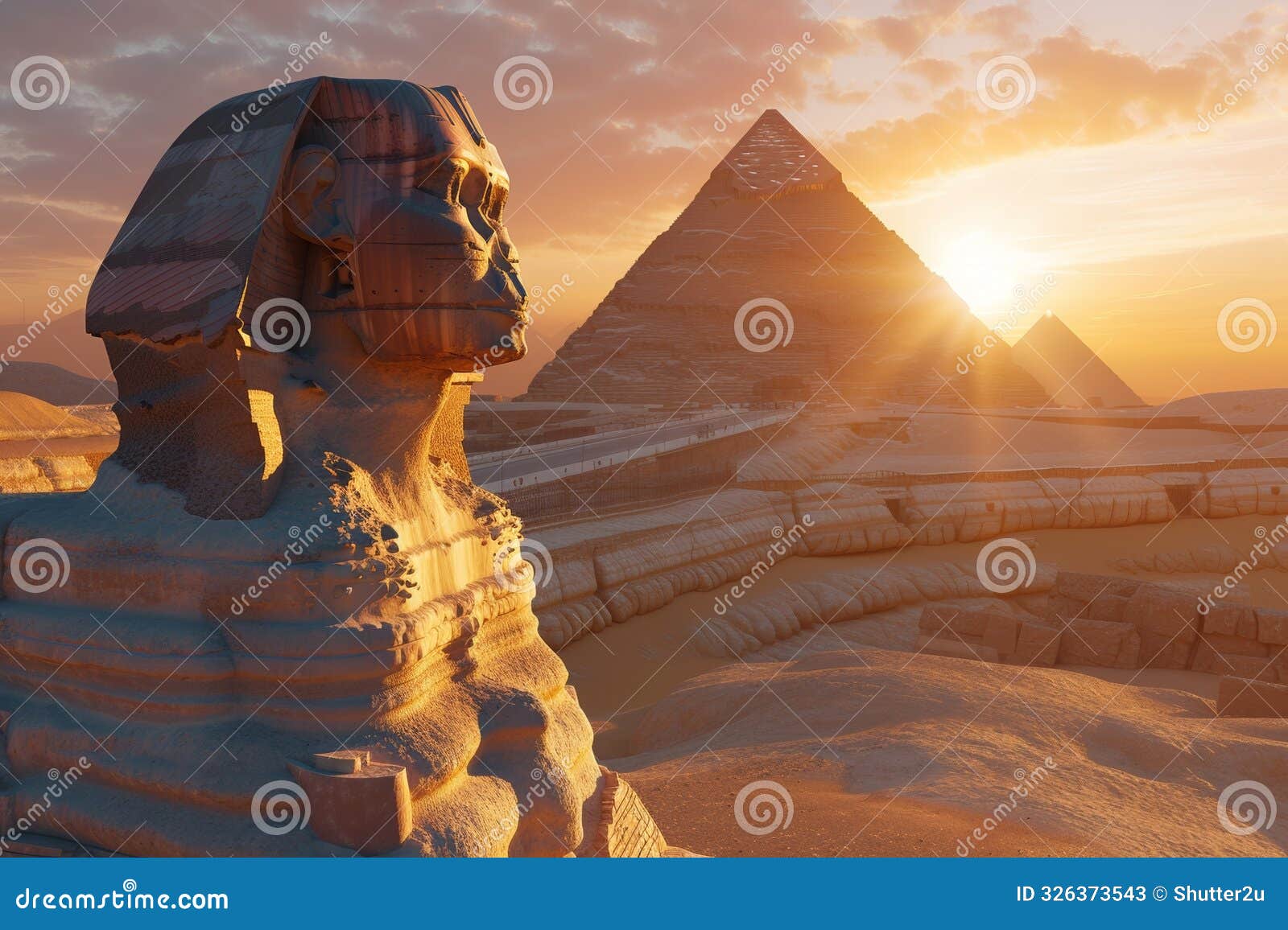 Sphinx Riddle Scene in Front of the Pyramids a Desert Sunset Casting ...