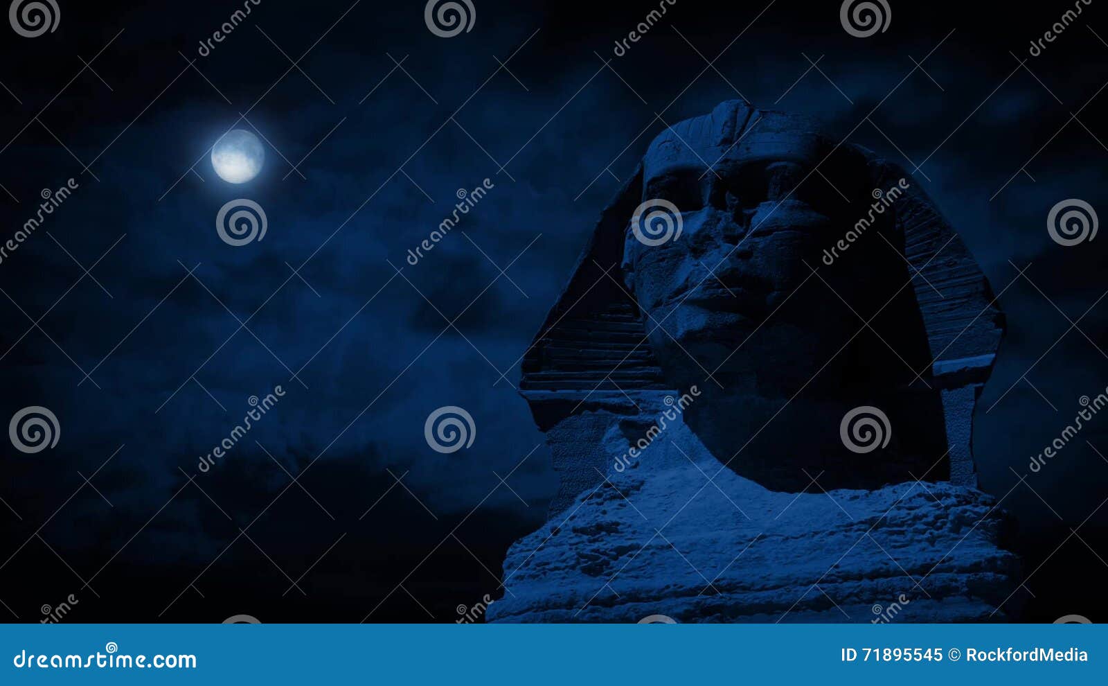 The Sphinx Statue at Night with Moon Stock Video - Video of rock ...