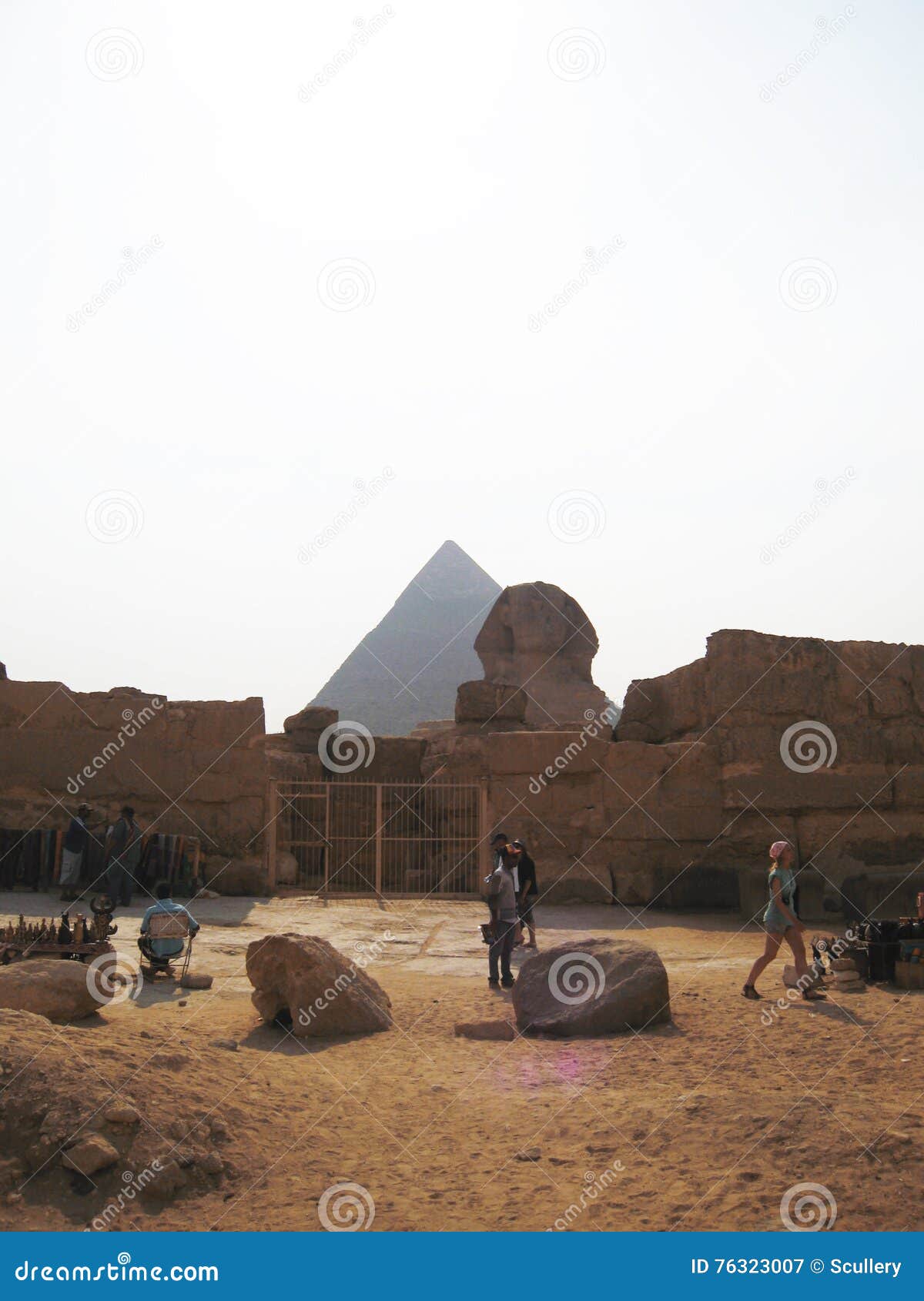 Sphinx Statue And Pyramid In Giza Egypt. Ancient Architecture Editorial ...
