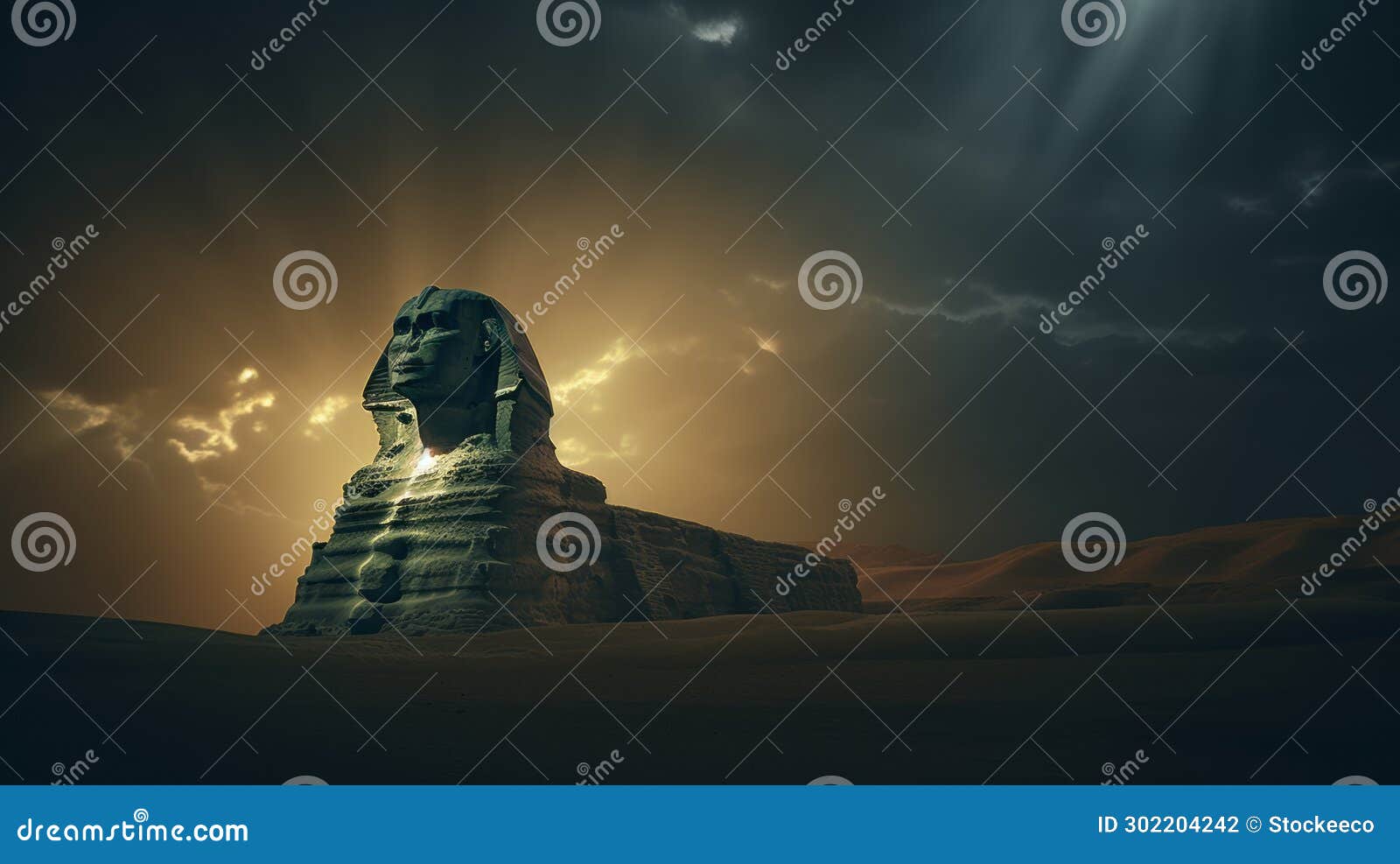 Sphinx: a Terrifying Apparition in the Desert Stock Illustration ...