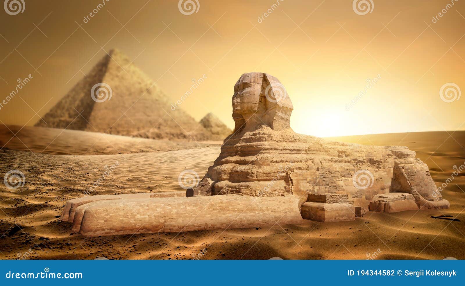 Sphinx under bright sun stock photo. Image of landmark - 194344582