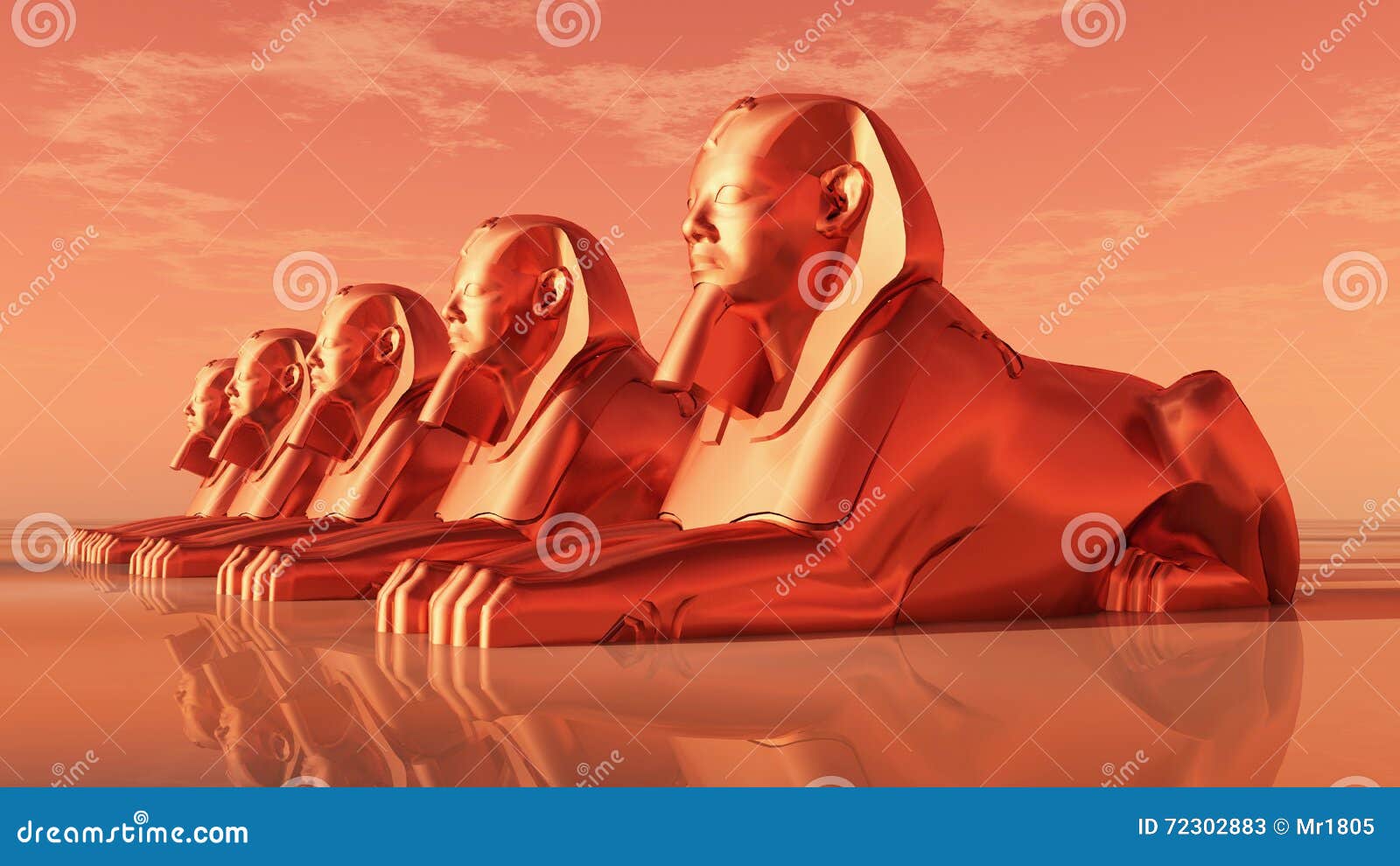 Sphinx Statues At A Temple In Ancient Egypt Stock Photography ...
