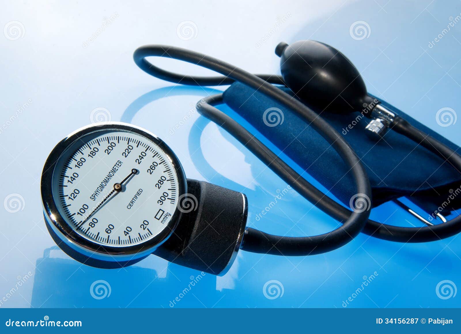 Sphygmomanometer on Blue Background Stock Image - Image of medical ...