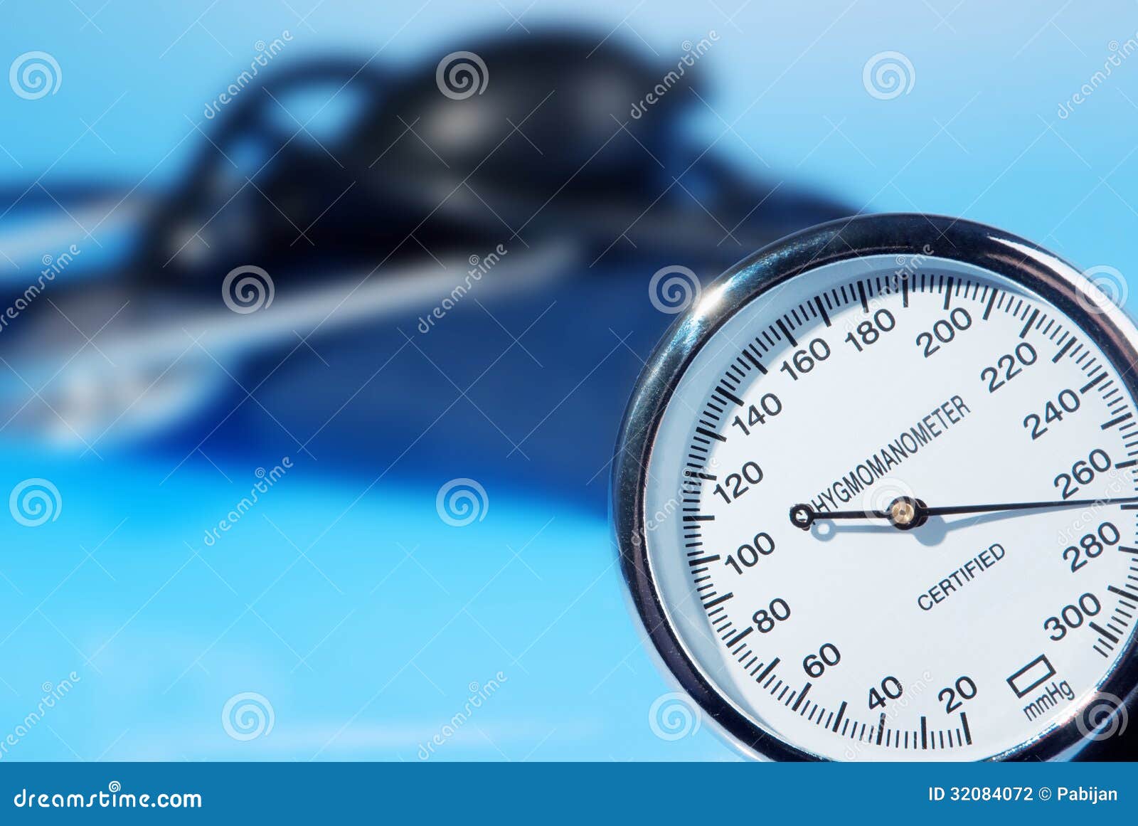 Sphygmomanometer on Blue Background Stock Photo - Image of medical ...