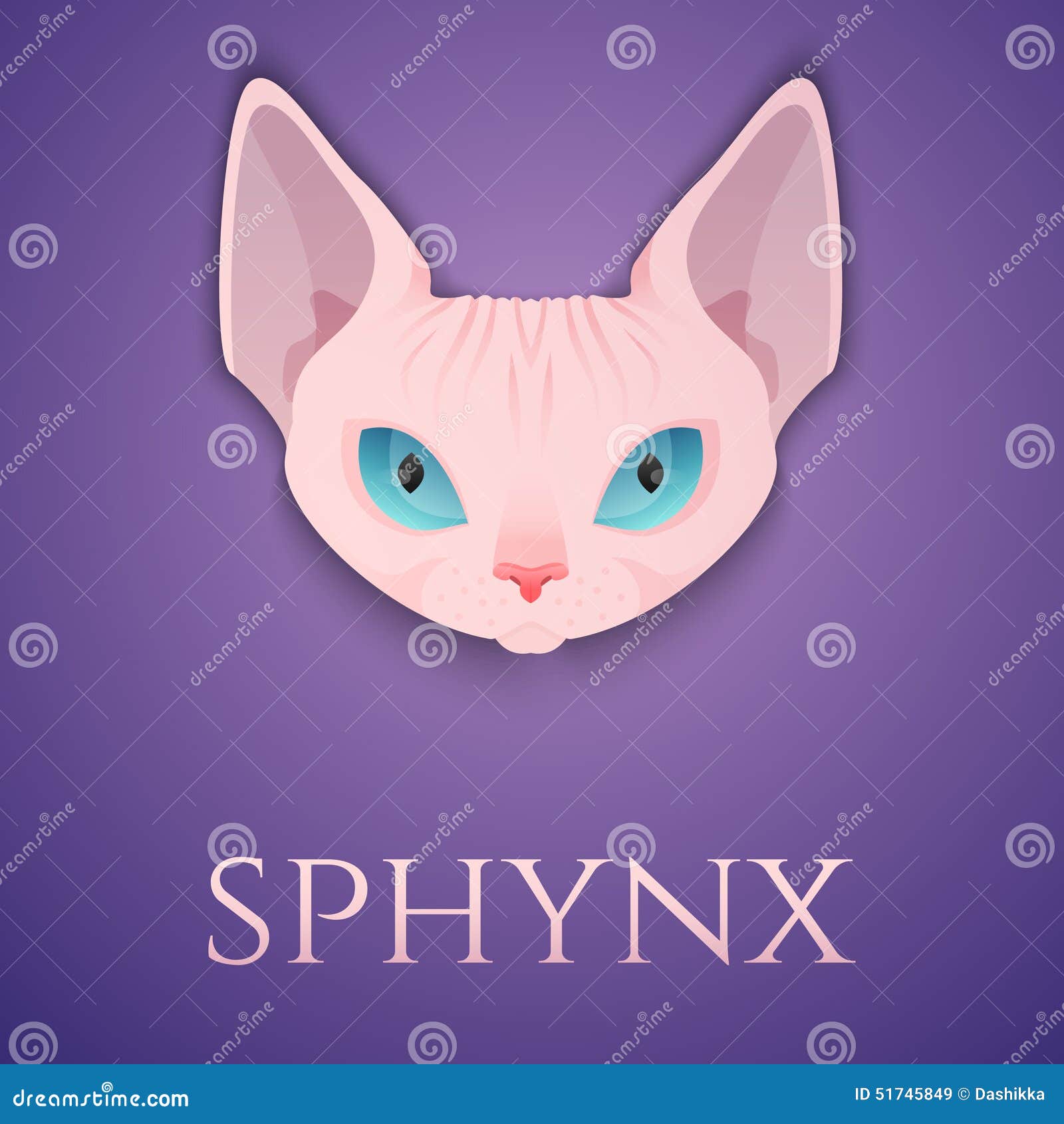 Sphynx cat face stock vector. Illustration of kitty, graphics - 51745849