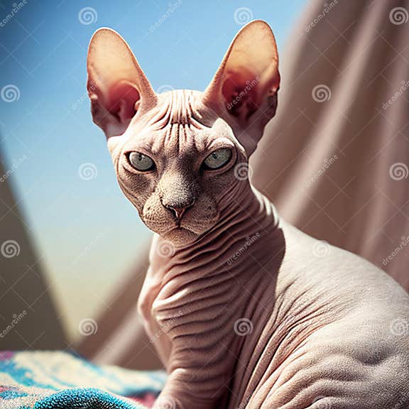 Close-Up of Sphynx Cat Face Stock Illustration - Illustration of ...