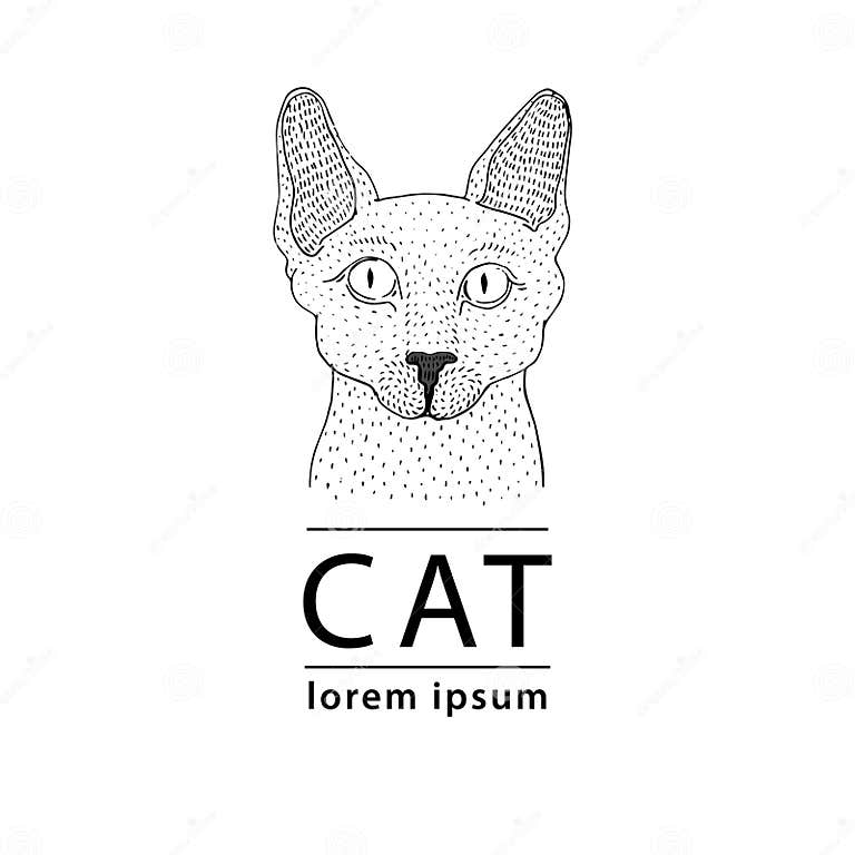 Sphynx Cat Logo, Vector Illustration Stock Vector - Illustration of ...