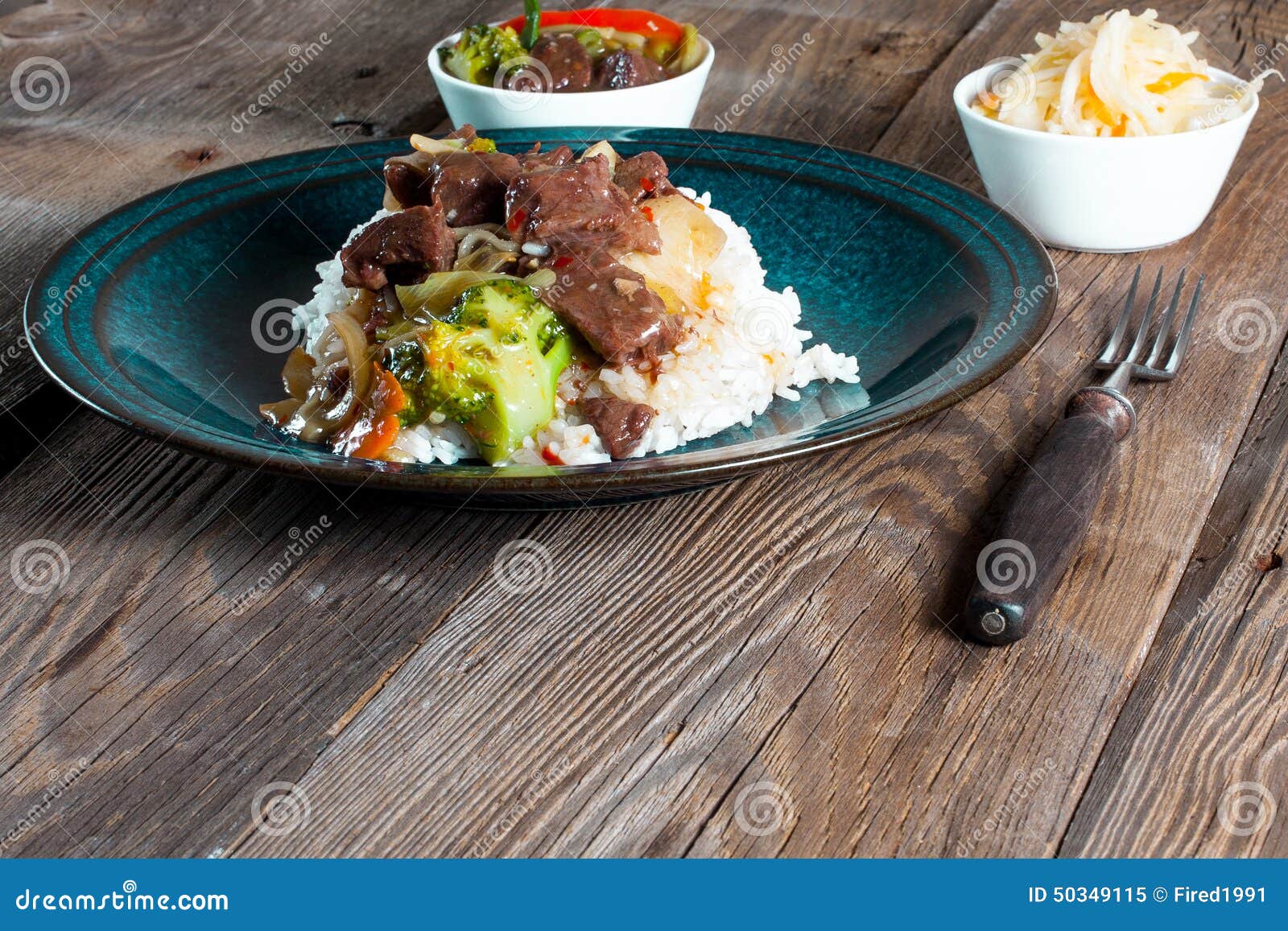 Spice beef with rice. stock image. Image of fried, color - 50349115
