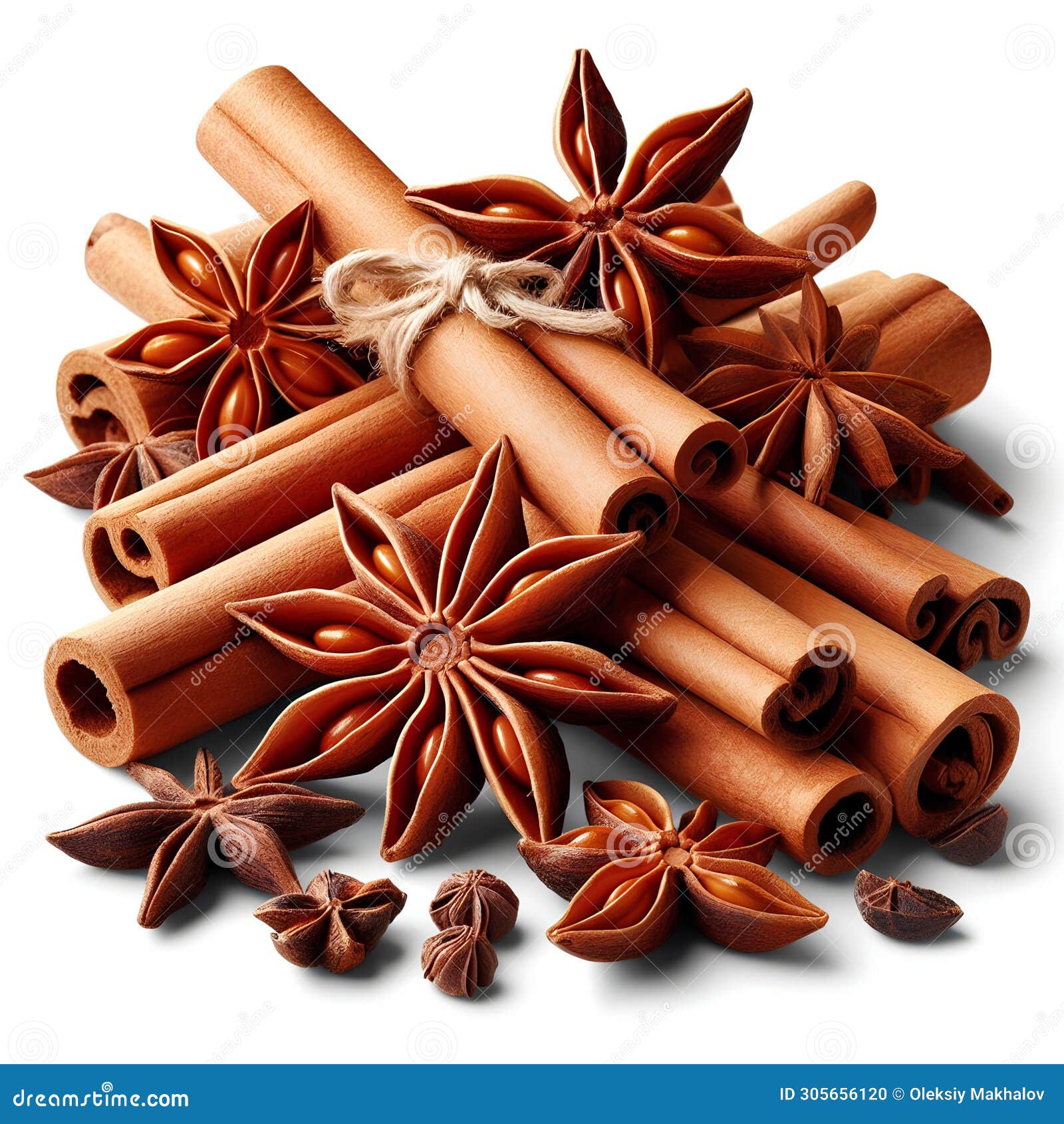 Spice Cinamon Sticks on White Background Stock Illustration ...