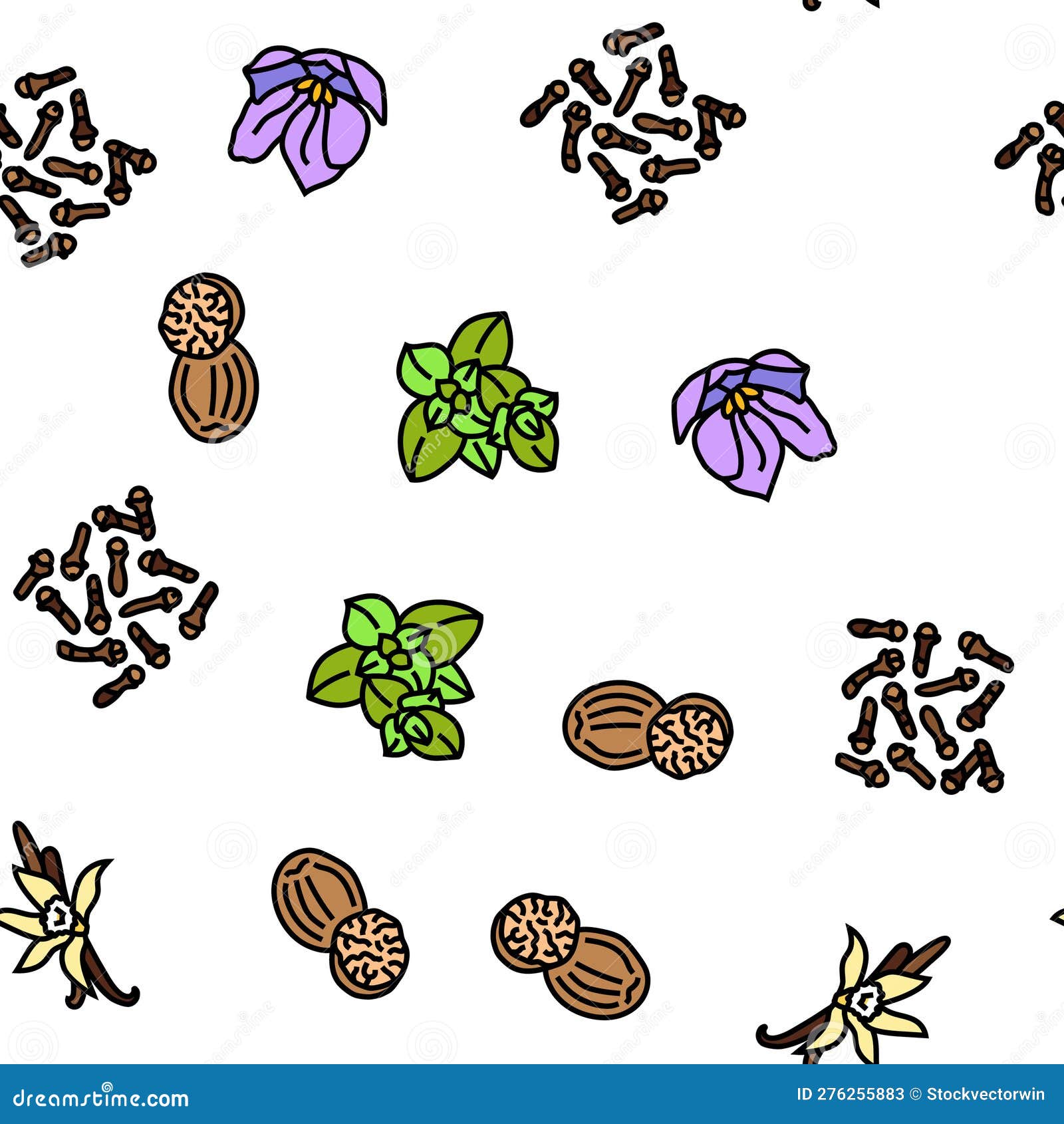Spice Food Herb Leaf Vector Seamless Pattern Stock Vector ...