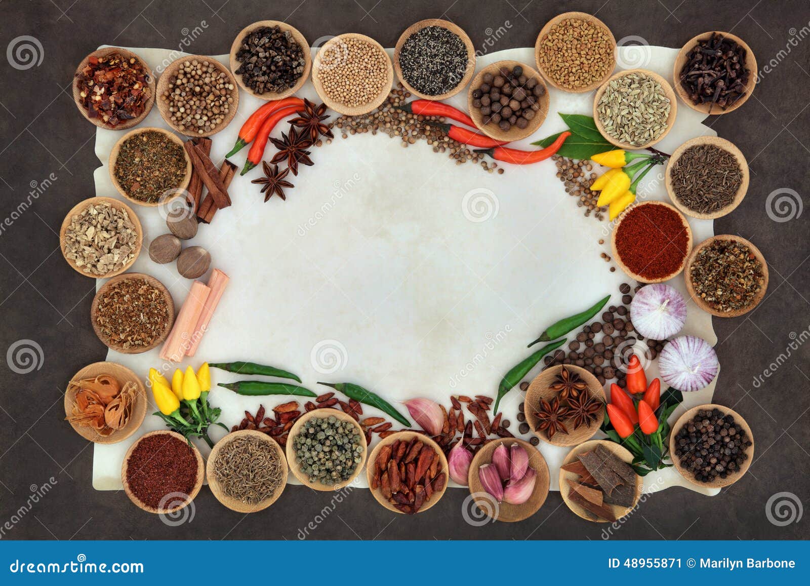 Spice and Herb Abstract Border Stock Image - Image of ginger, chilli ...