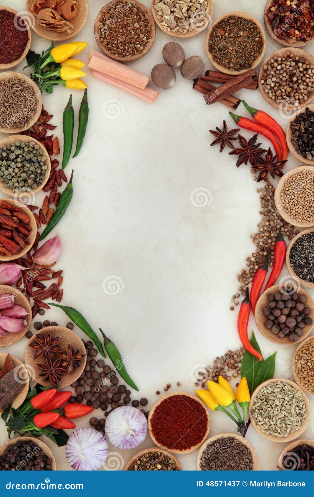 Spice and Herb Border stock image. Image of bowl, aromatic - 48571437