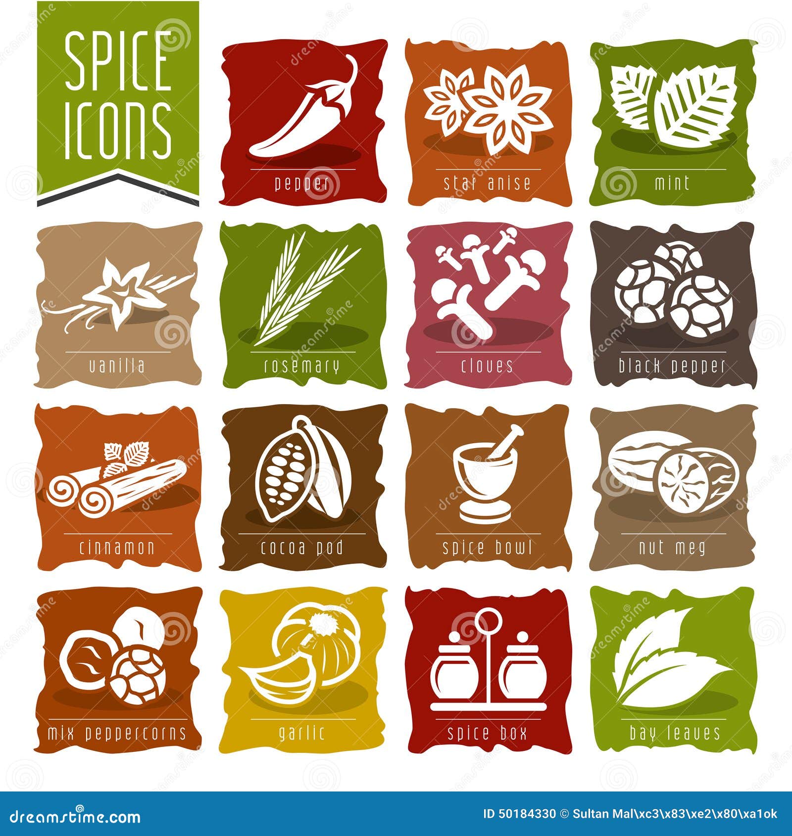 Spice icon set - 2 stock vector. Illustration of brunch - 50184330
