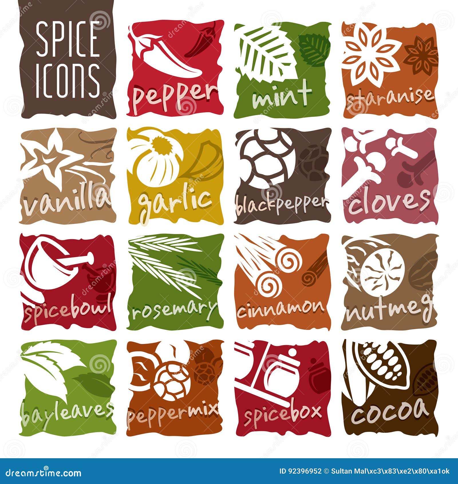 Spice icon set. stock vector. Illustration of peppercorns - 92396952