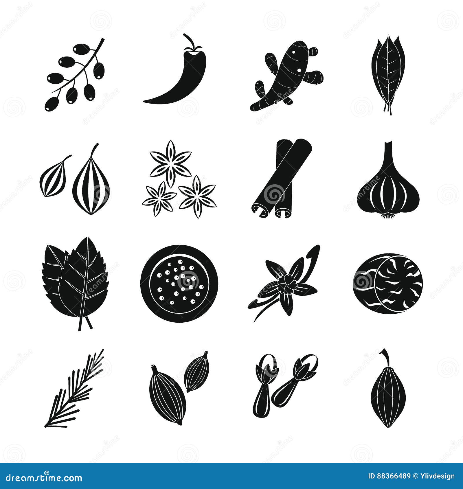 Spice Icons Set, Simple Style Stock Vector - Illustration of garlic ... Spice Icons Set, Simple Style Stock Vector - Illustration of garlic ...