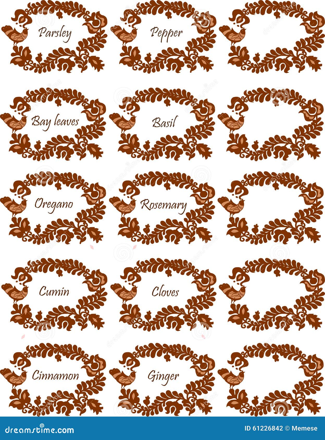 Spice labels stock vector. Illustration of culinary, cuisine - 61226842