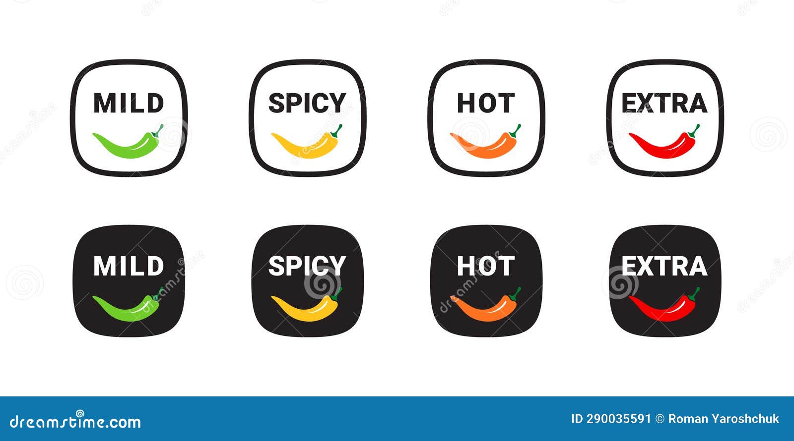 Spice Level Marks. Food Spiciness Indicator. Spicy Badges Types Stock ...