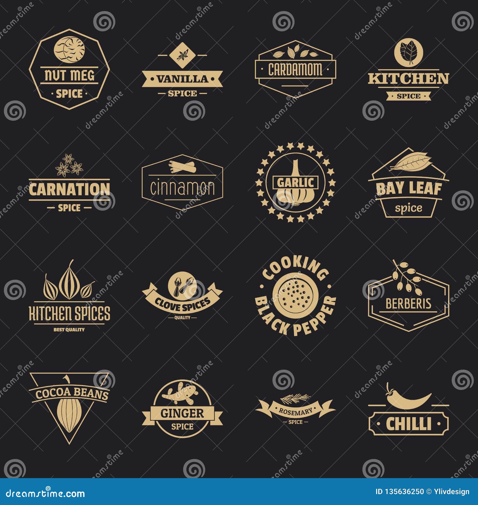 Spice Logo Icons Set, Simple Style Stock Vector - Illustration of ...