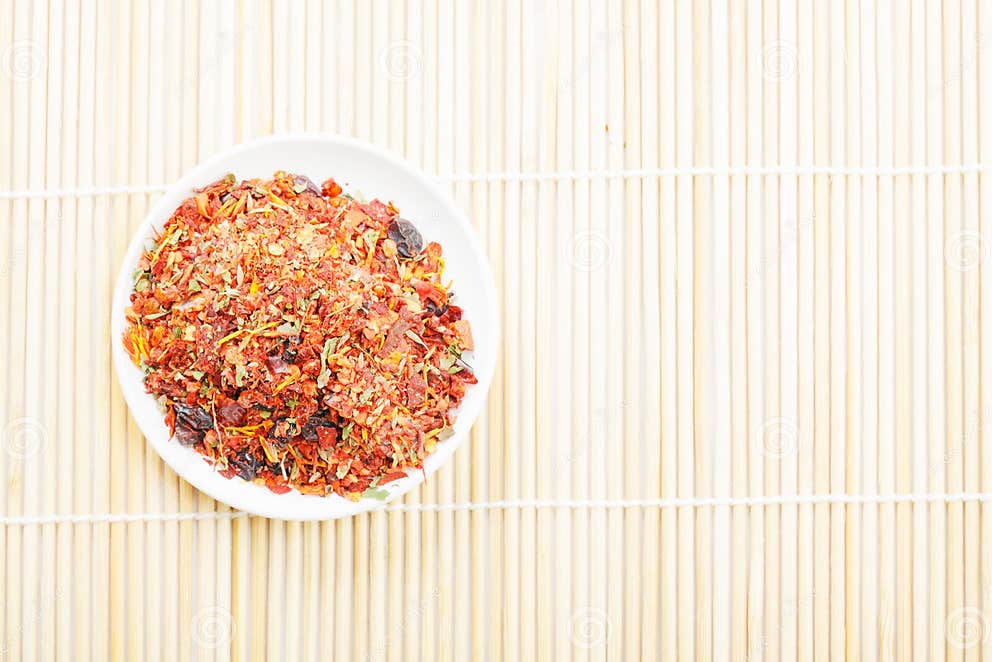 Spice Mixture for Rice Courses on Mat Stock Image - Image of food ...