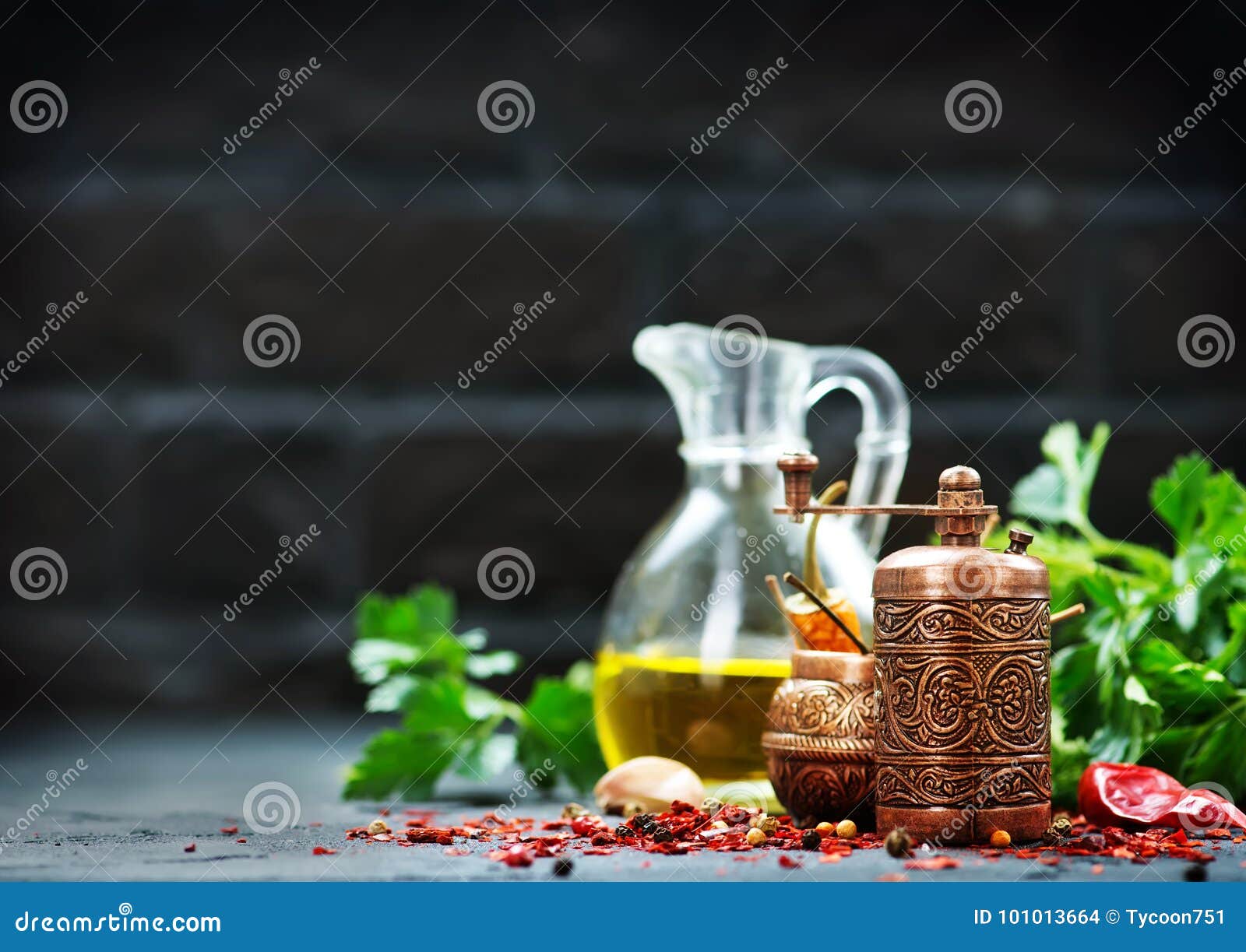 Spice and oil stock photo. Image of lemon, natural, fresh - 101013664