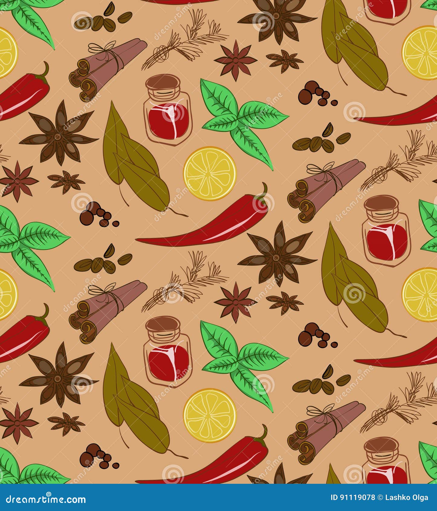 Spice pattern 4 stock vector. Illustration of design - 91119078