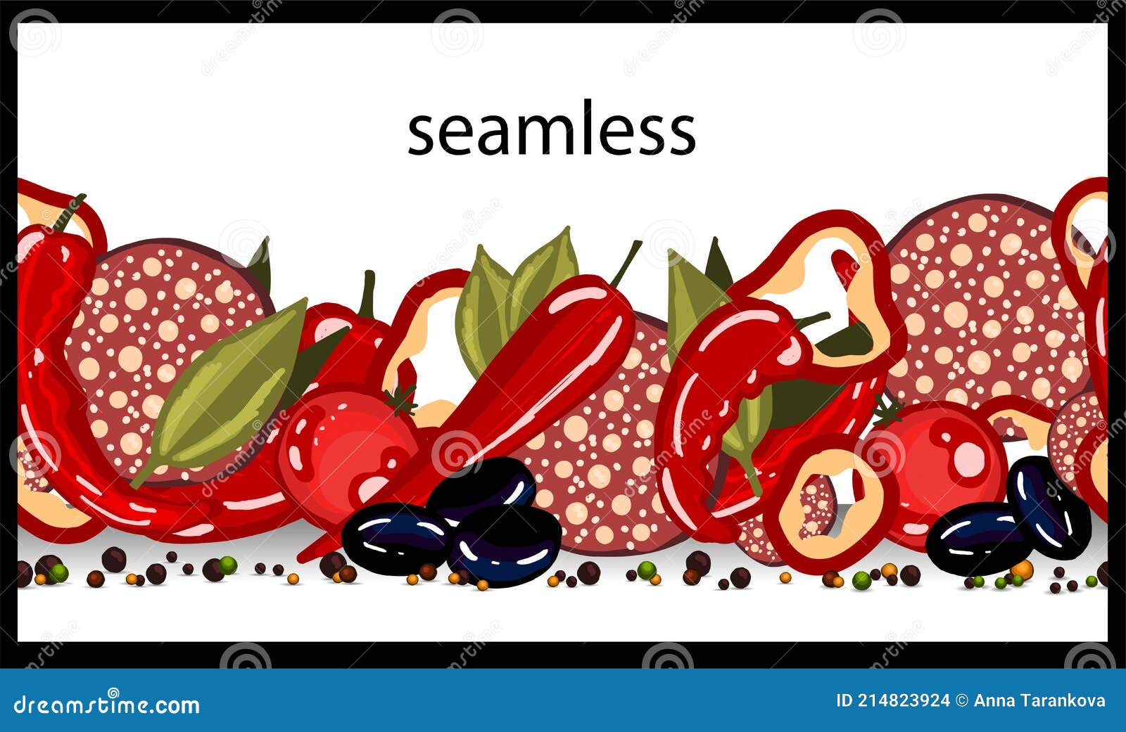 Spice Seamless Border. Assorted Spices. Kitchen Theme. Cooking. Kitchen ...