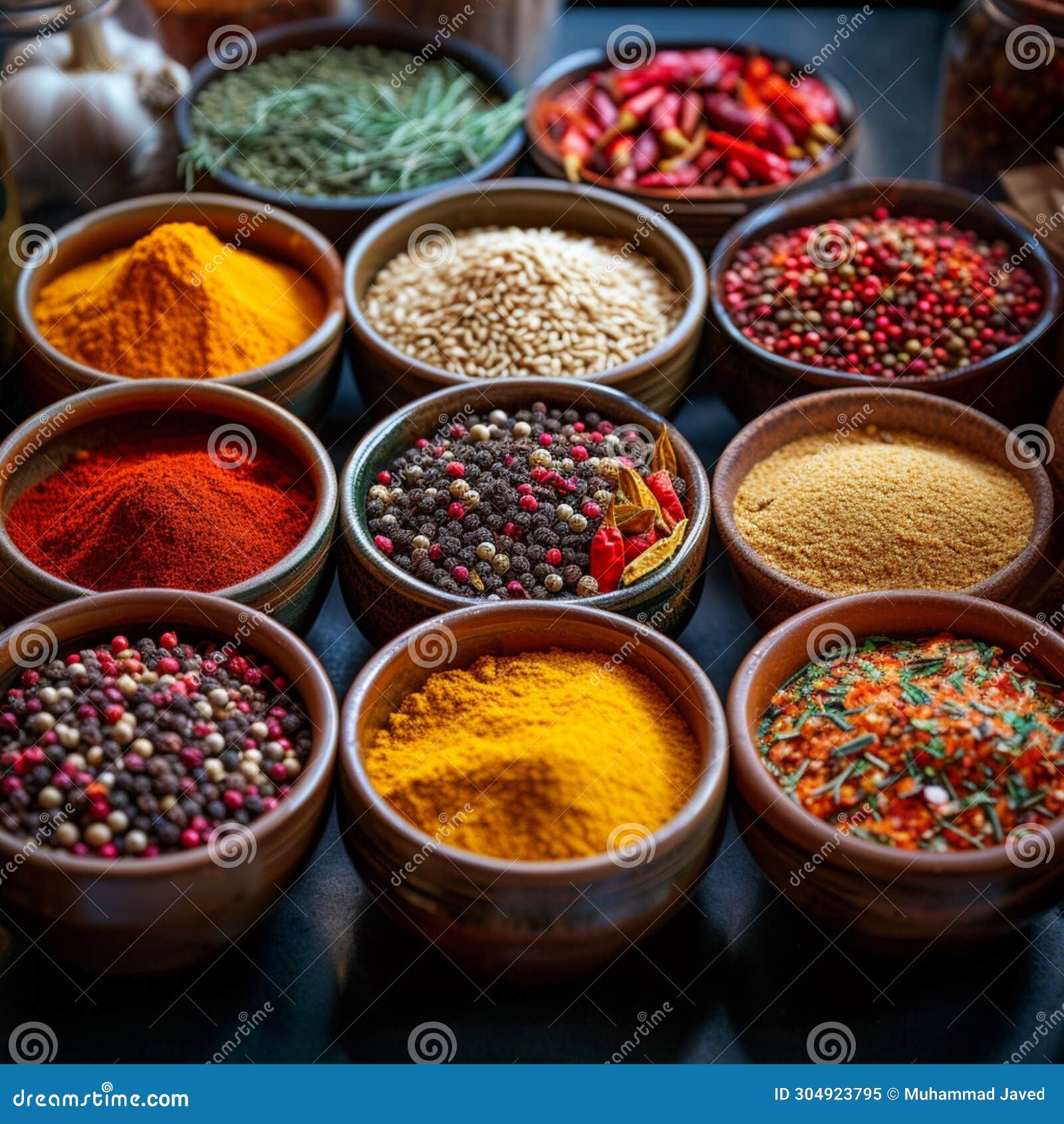 Spice Sensation Different Spices Presented in Plates, Culinary Concept ...