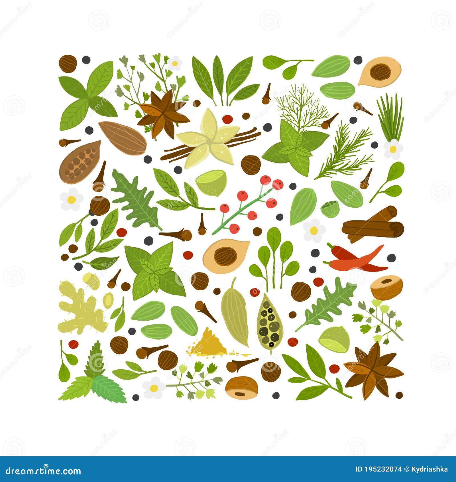Spice Shop Design Template, Herbs and Spices Background Stock Vector ...