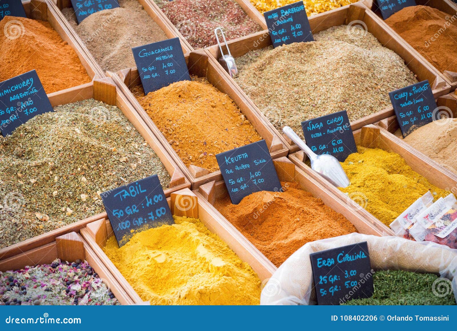 Spice stand stock photo. Image of carnations, guacamole - 108402206