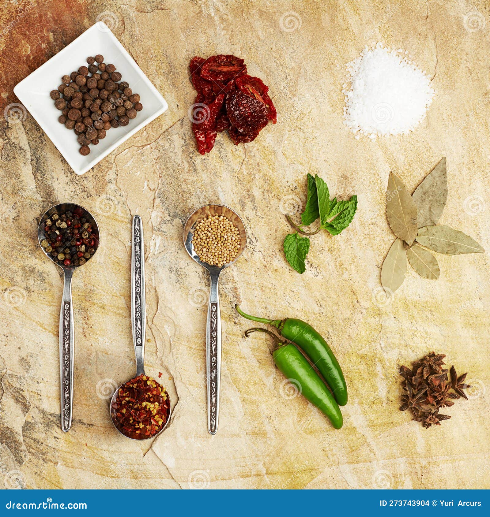 Spice Things Up a Bit. High Angle Studio Shot of a Variety of Herbs and ...