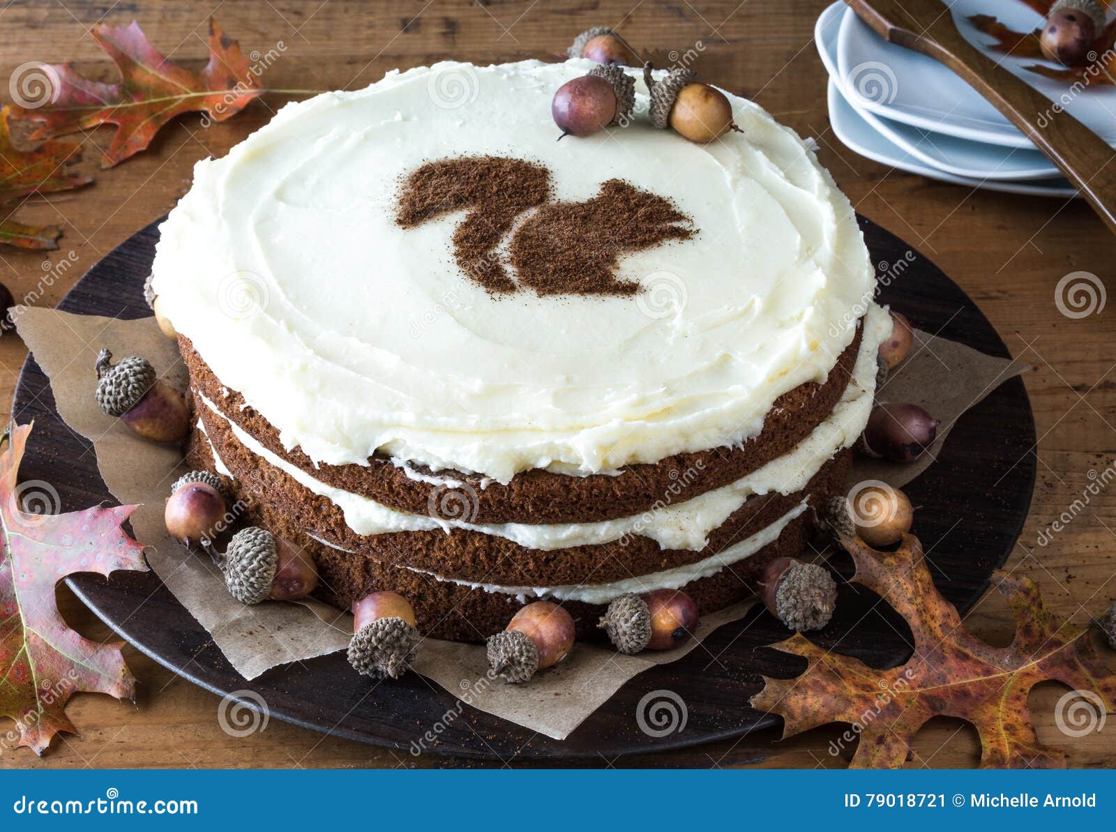 Spiced Layer Cake with Squirrel Stencil Stock Image - Image of spiced ...