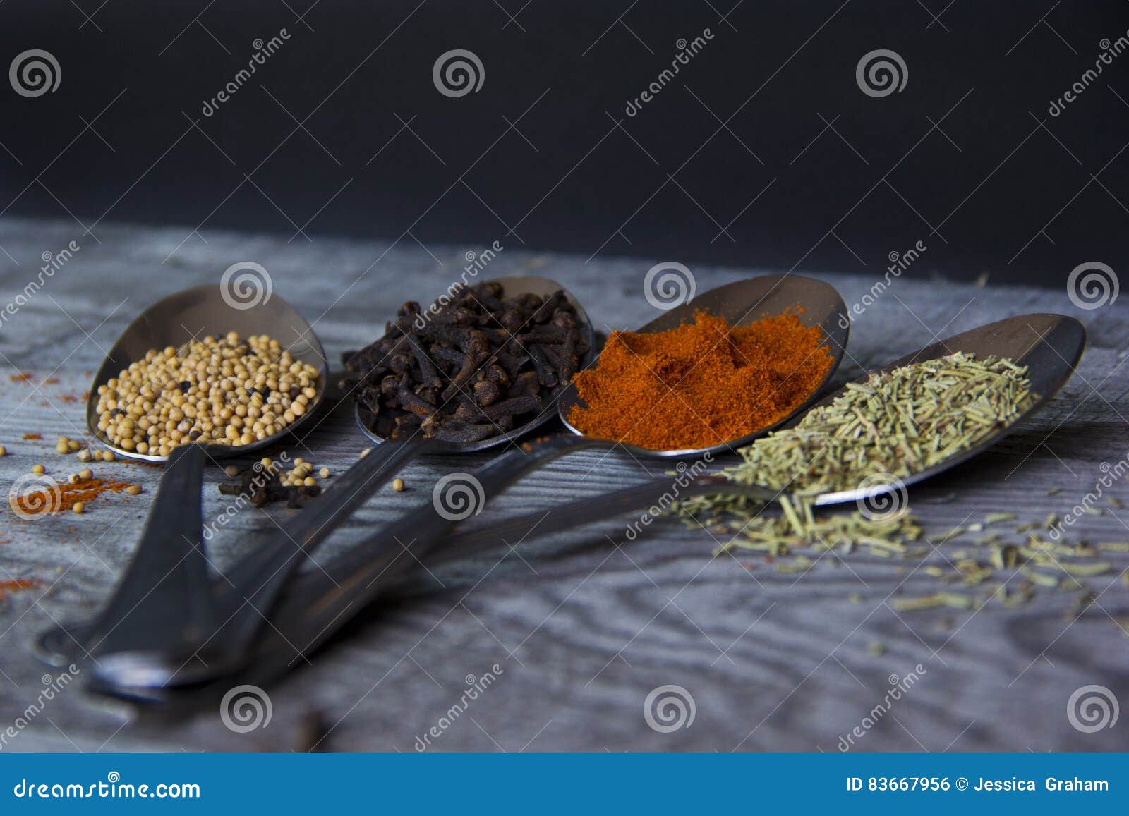 Spices stock photo. Image of season, rosemary, spoons - 83667956