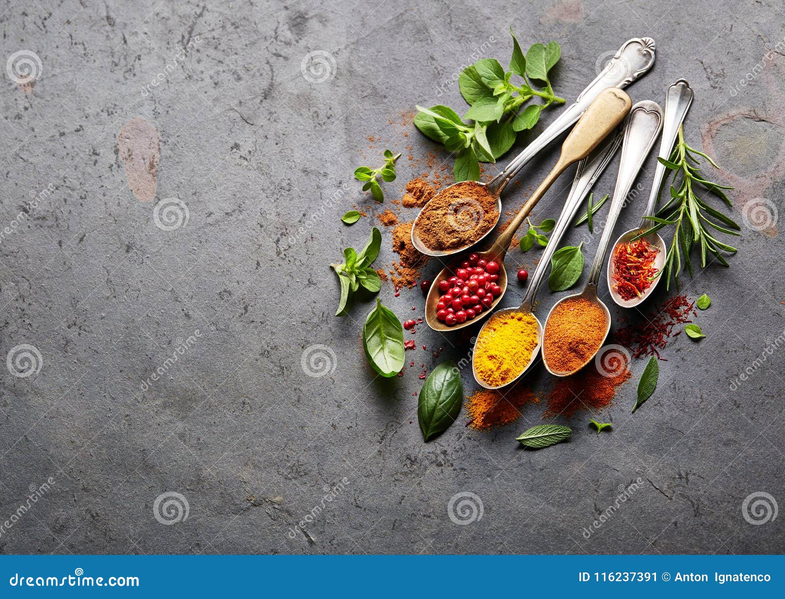 Spices on black board stock image. Image of aroma, food - 116237391