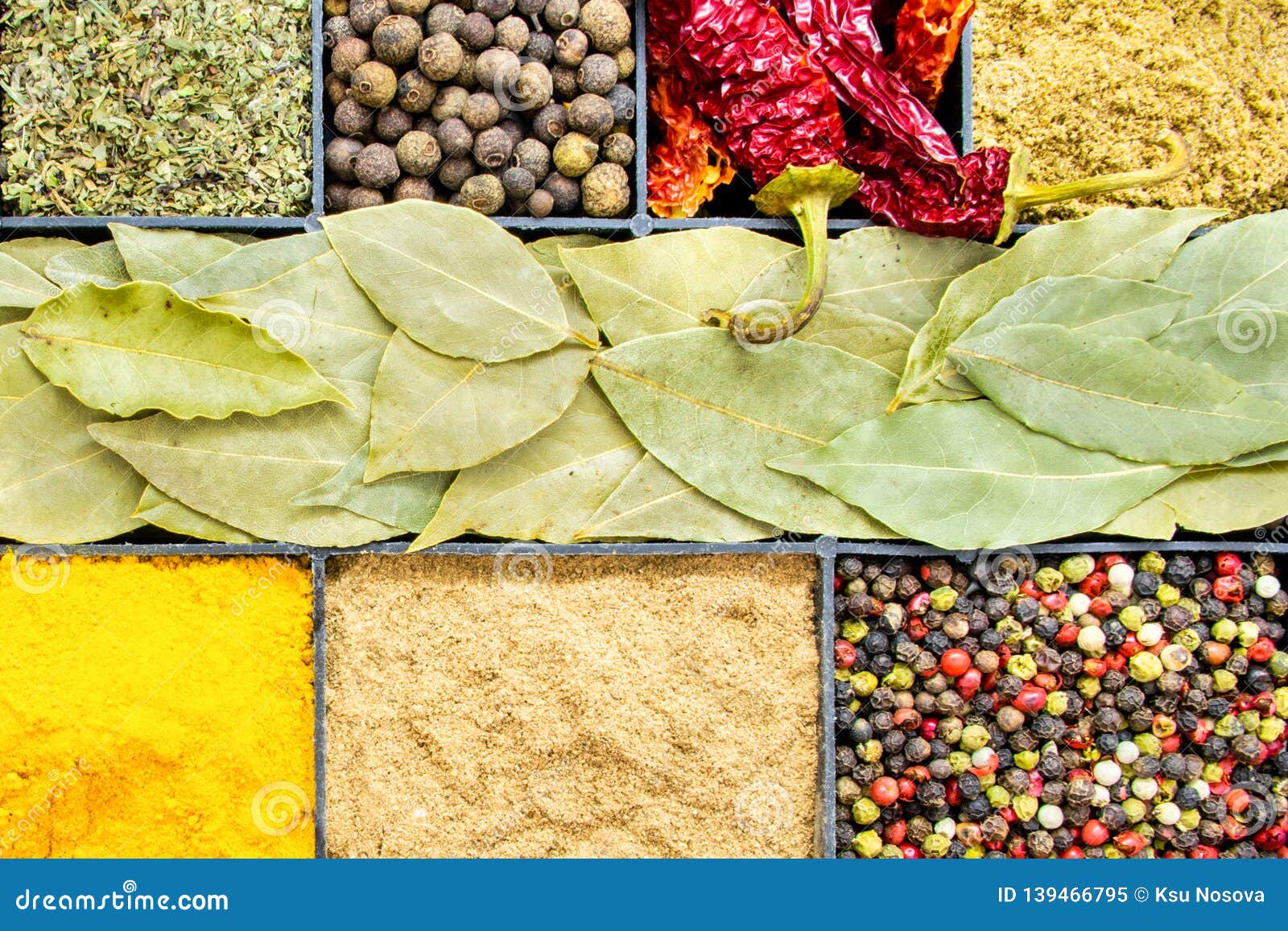 Spices in box. top view stock image. Image of anice - 139466795