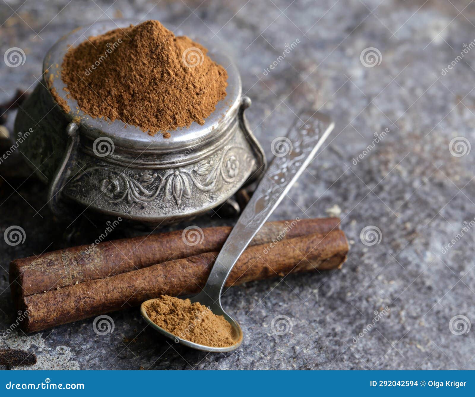 Spices Cinnamon Sticks and Ground Stock Photo - Image of background ...