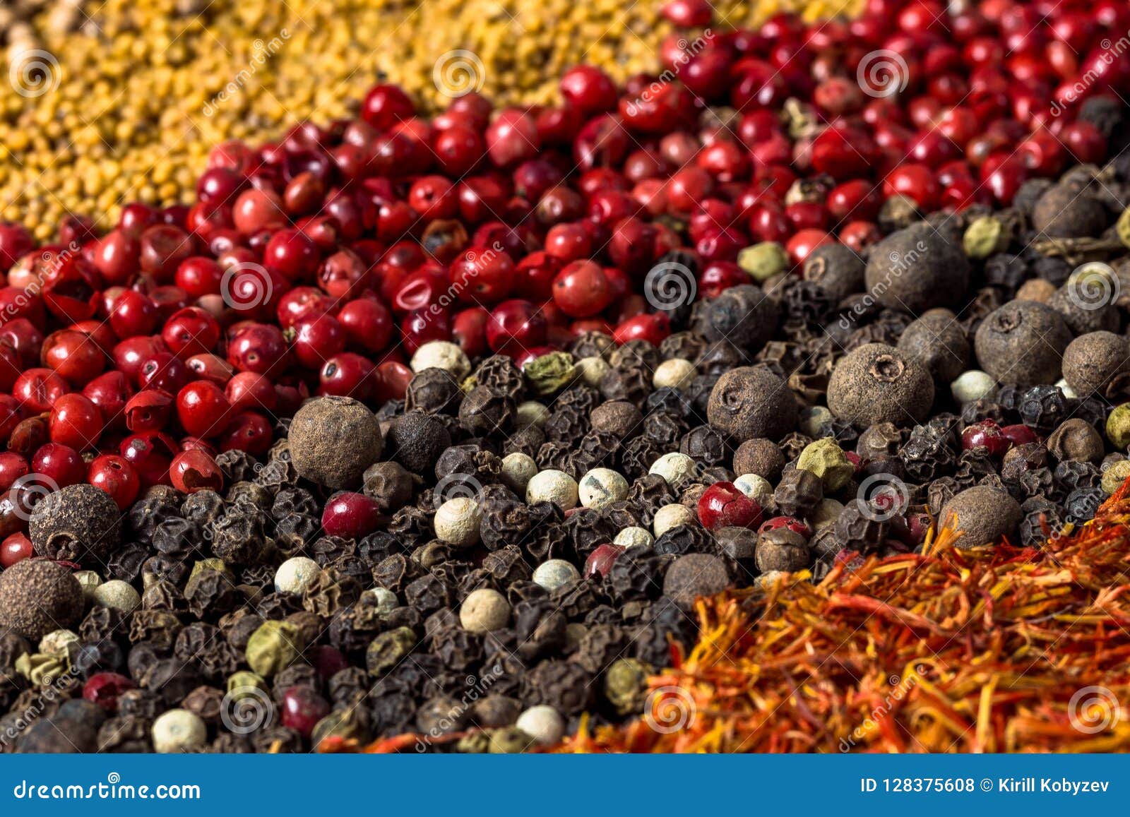 Spices on a Dark Brown Wooden Table Stock Photo - Image of pepper ...