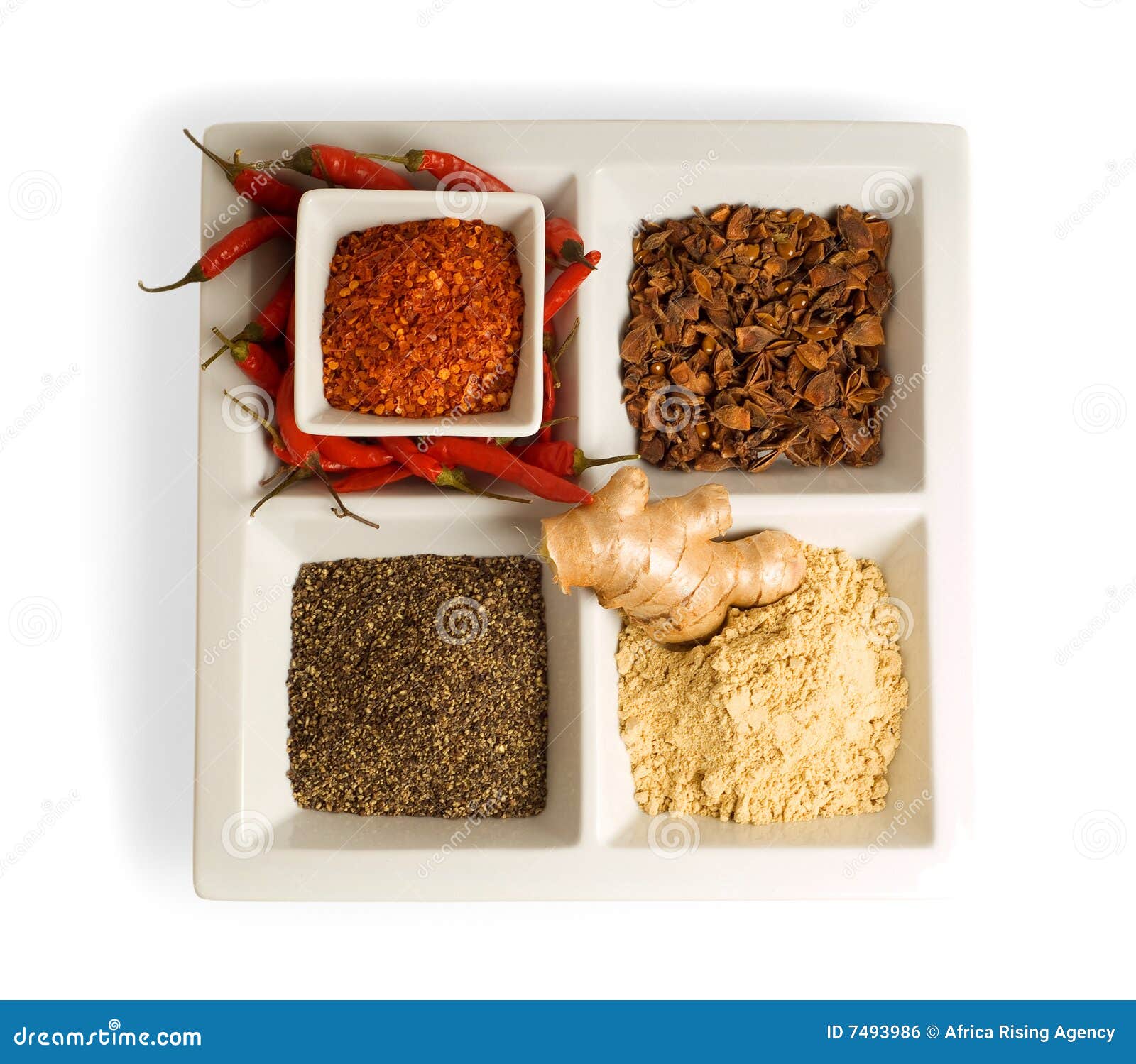 Spices in dishes stock photo. Image of still, dried, colour - 7493986