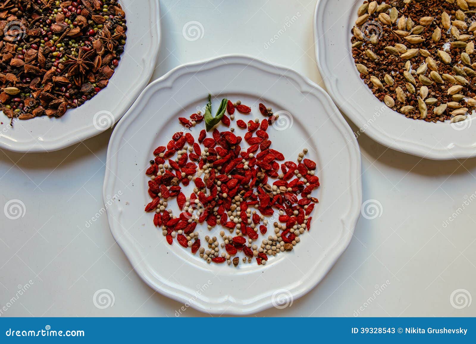 Spices on the dishes stock image. Image of light, spice - 39328543