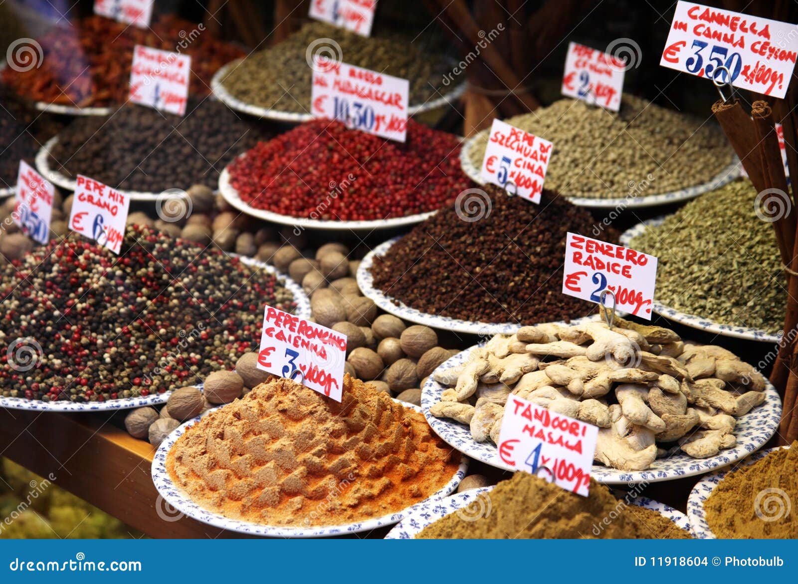Spices on Display through a Shop Window in Venice Stock Photo - Image ...