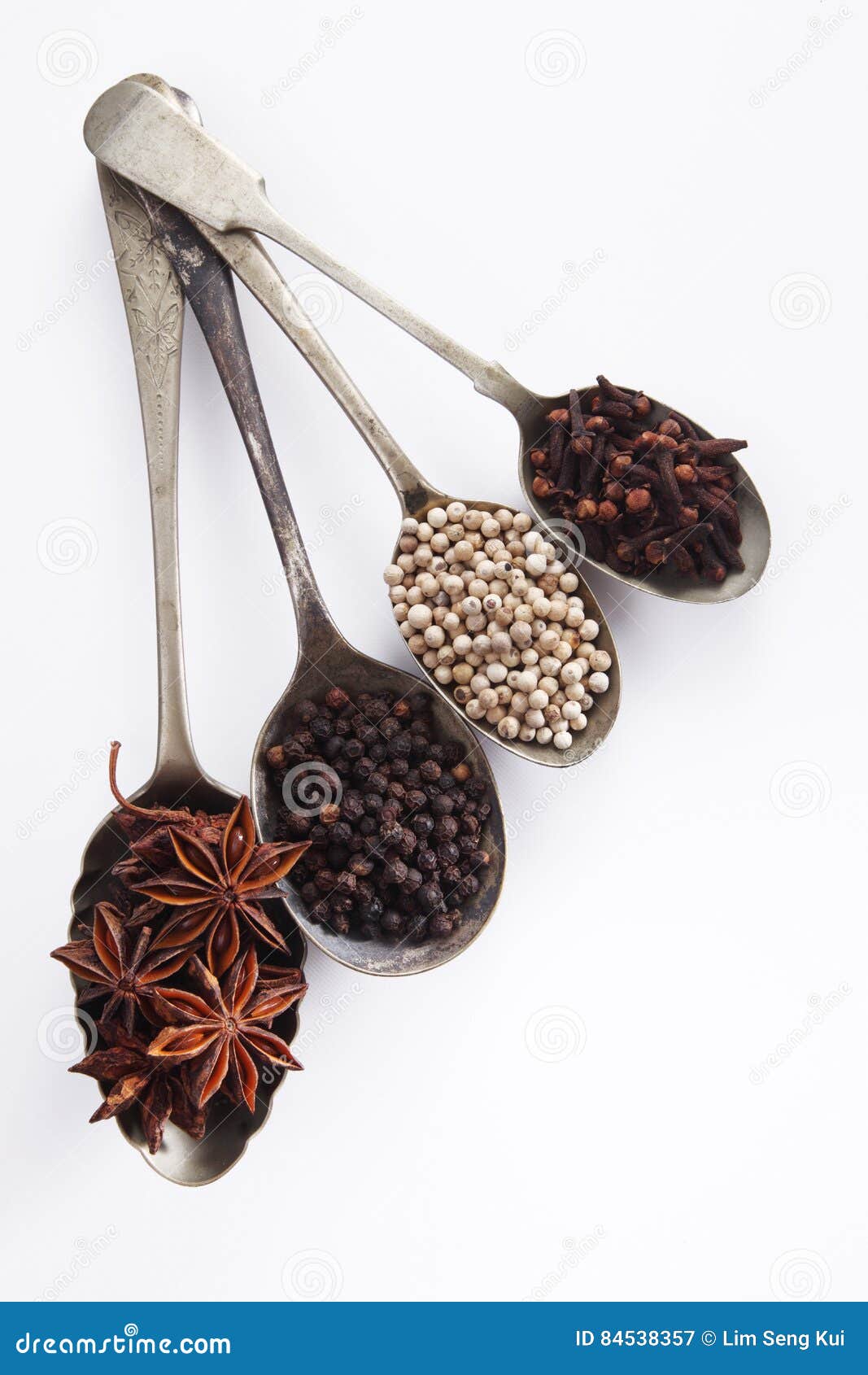 Spices stock image. Image of spice, spoon, star, peppercorn - 84538357
