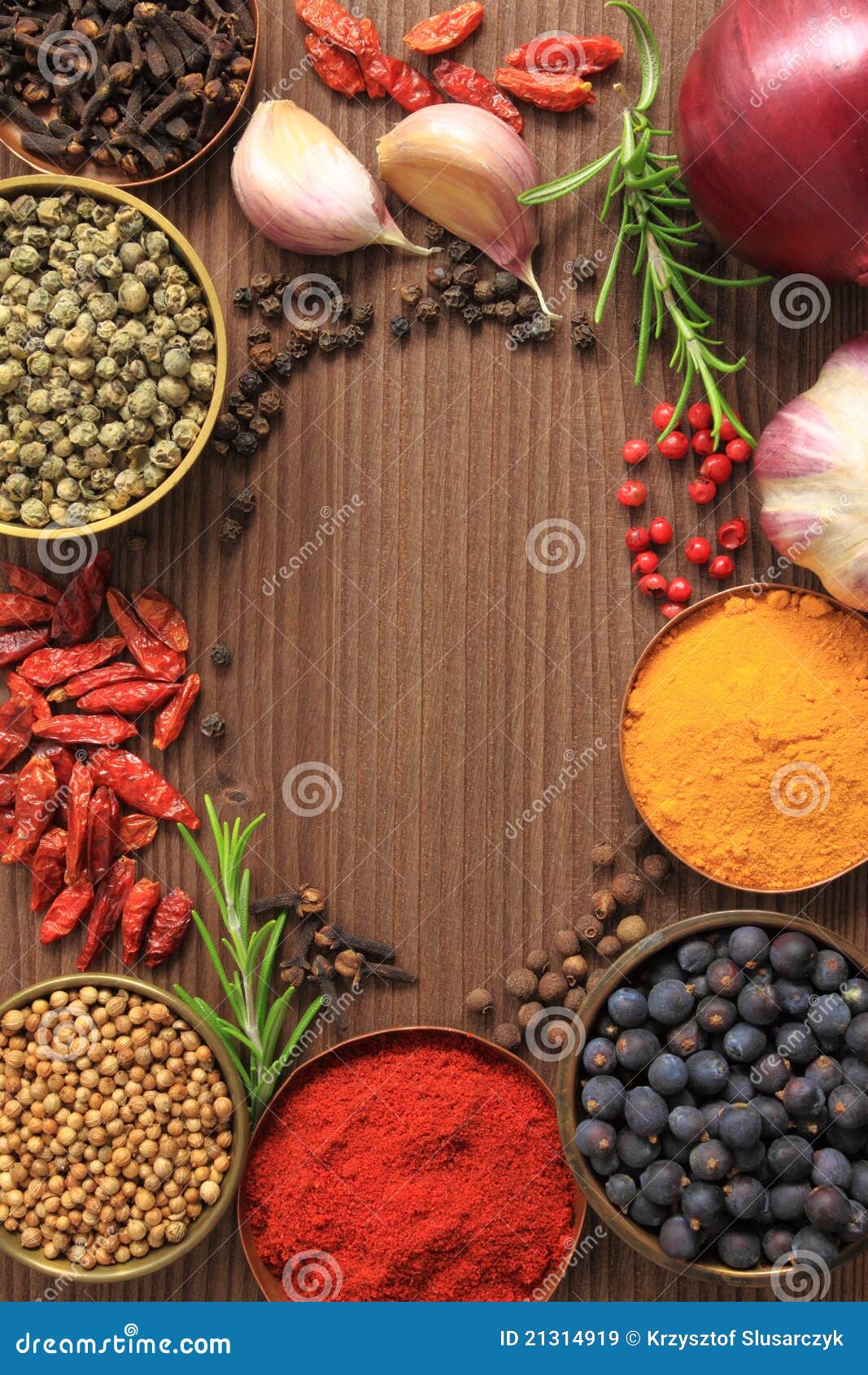 Spices frame stock image. Image of pepper, juniper, green - 21314919