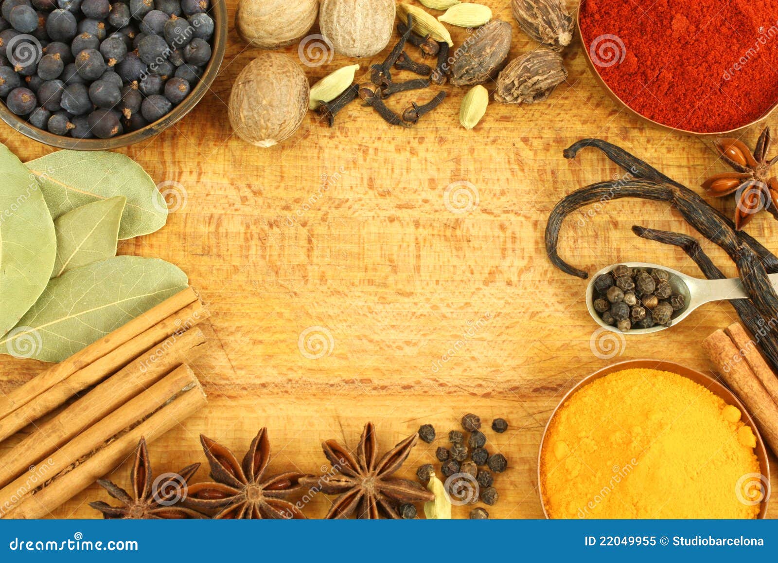 Spices frame stock image. Image of life, seed, nutmeg - 22049955
