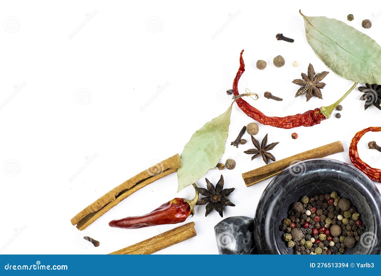 Spices Frame on White, Top View, Flat Lay Stock Photo - Image of spicy ...