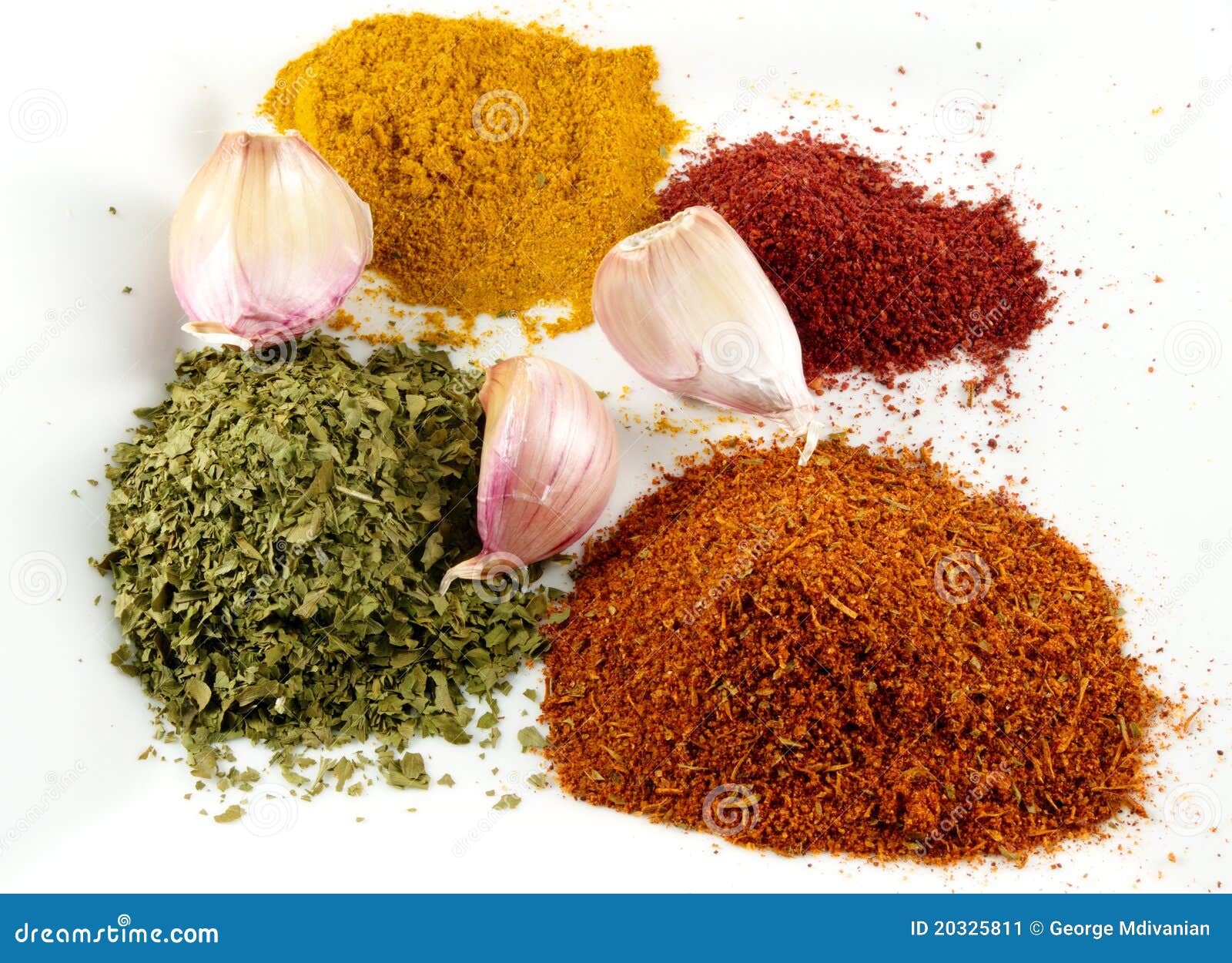 Spices with garlic stock image. Image of paprika, flavor - 20325811