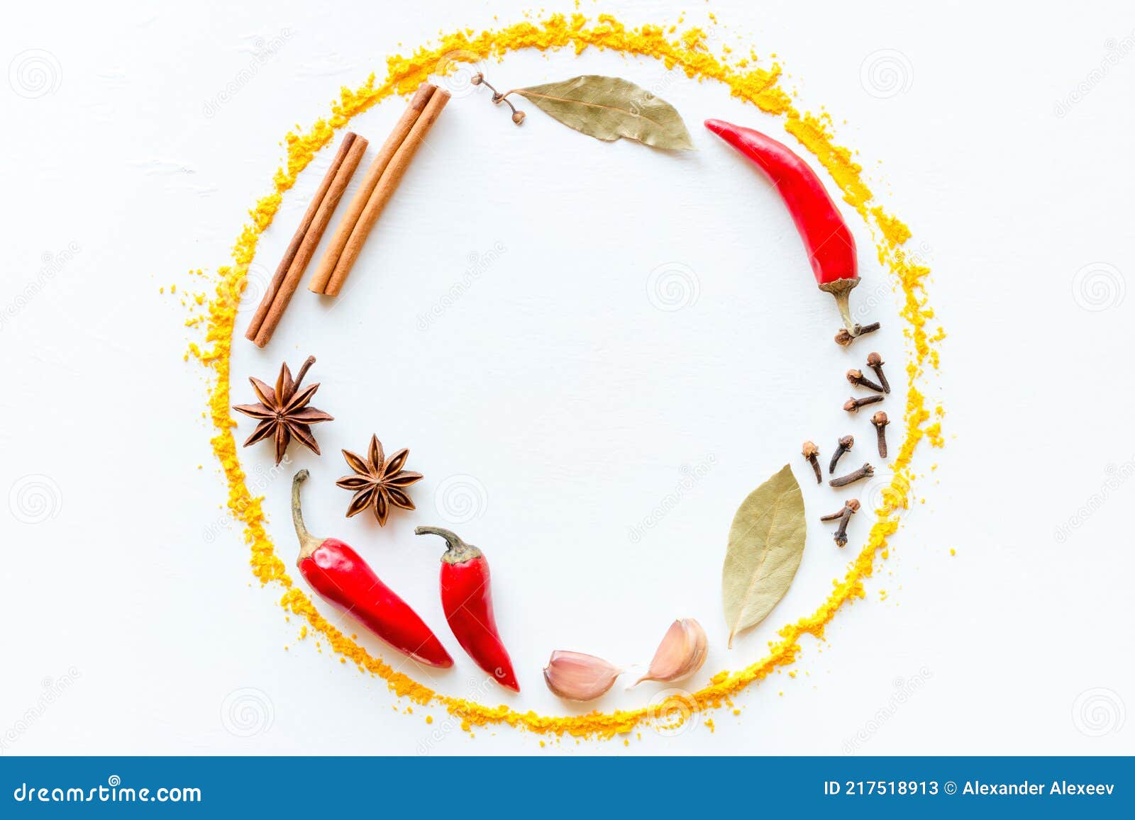 Spices and Herbs in the Form of a Circle with Space for Text Stock ...