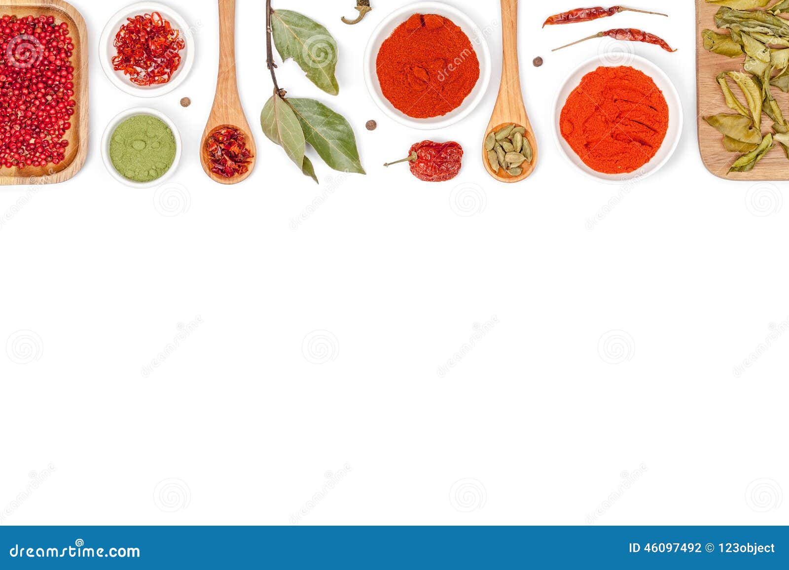Spices and Herbs on White Background. Top View Stock Photo - Image of ...