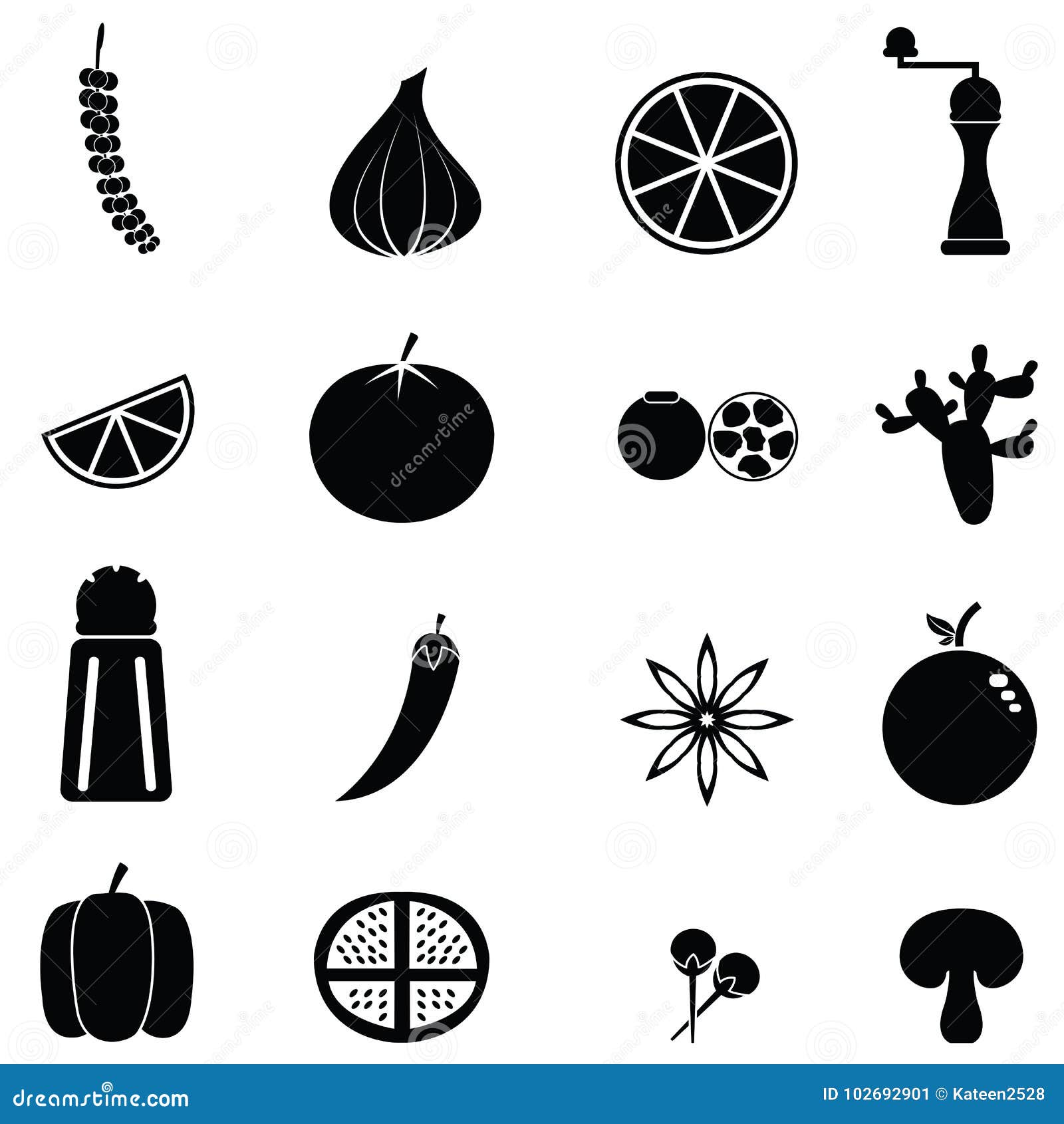Spices icon set stock vector. Illustration of sketch - 102692901