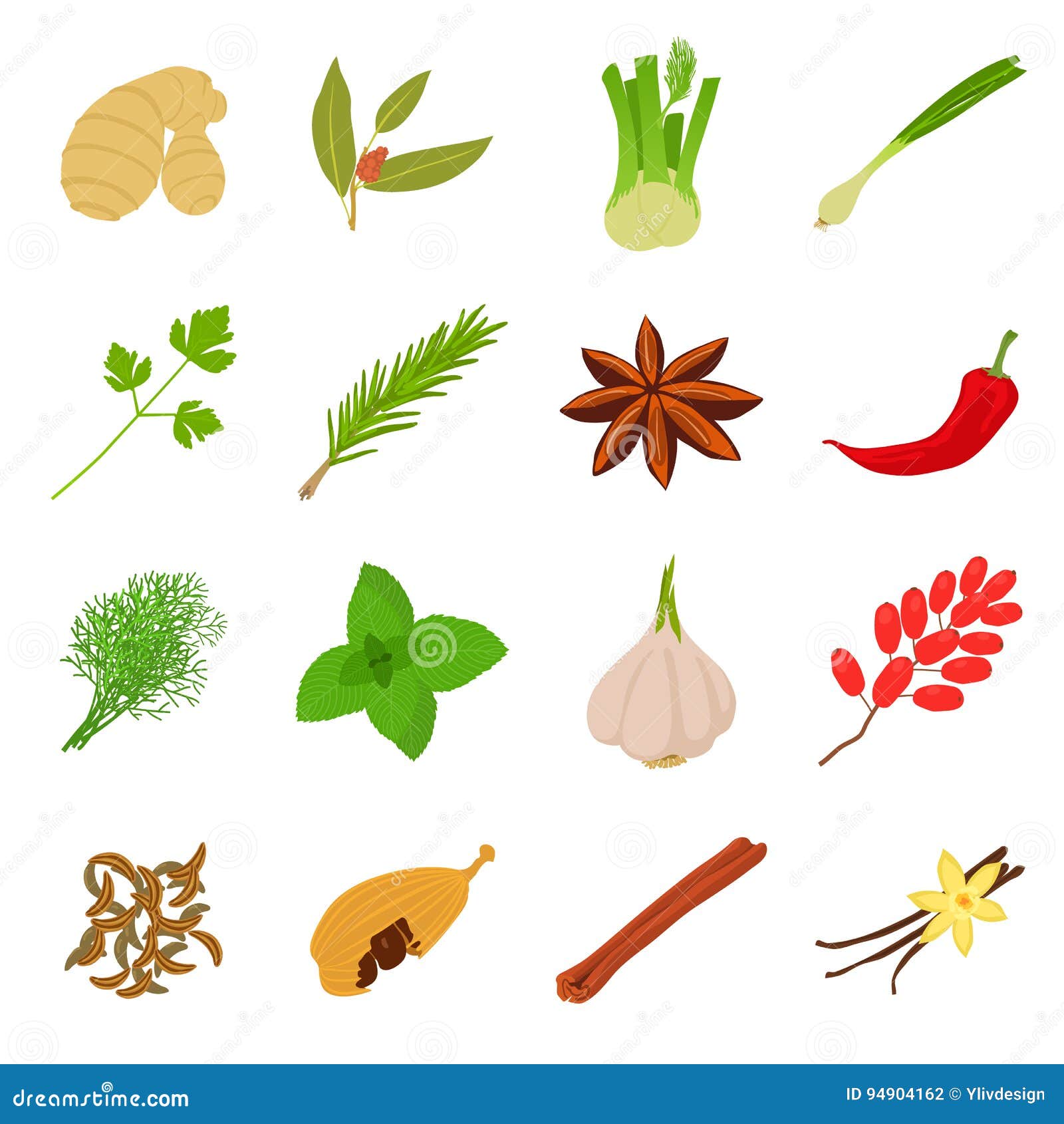 Spices Icons Set, Cartoon Style Stock Vector - Illustration of cook ...